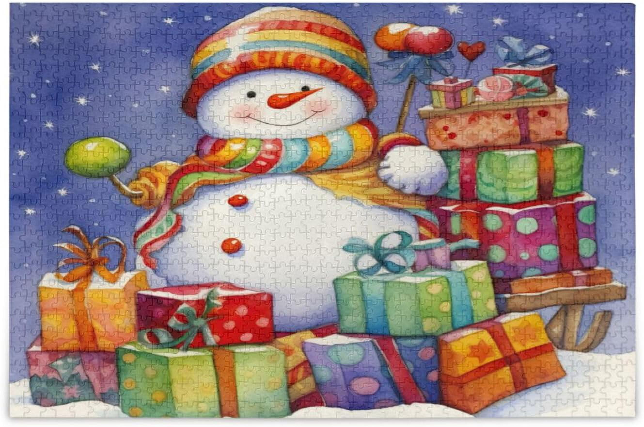FREEAMG Snowman and Gift Jigsaw Puzzle 1000 Pieces,Wooden Puzzles ...