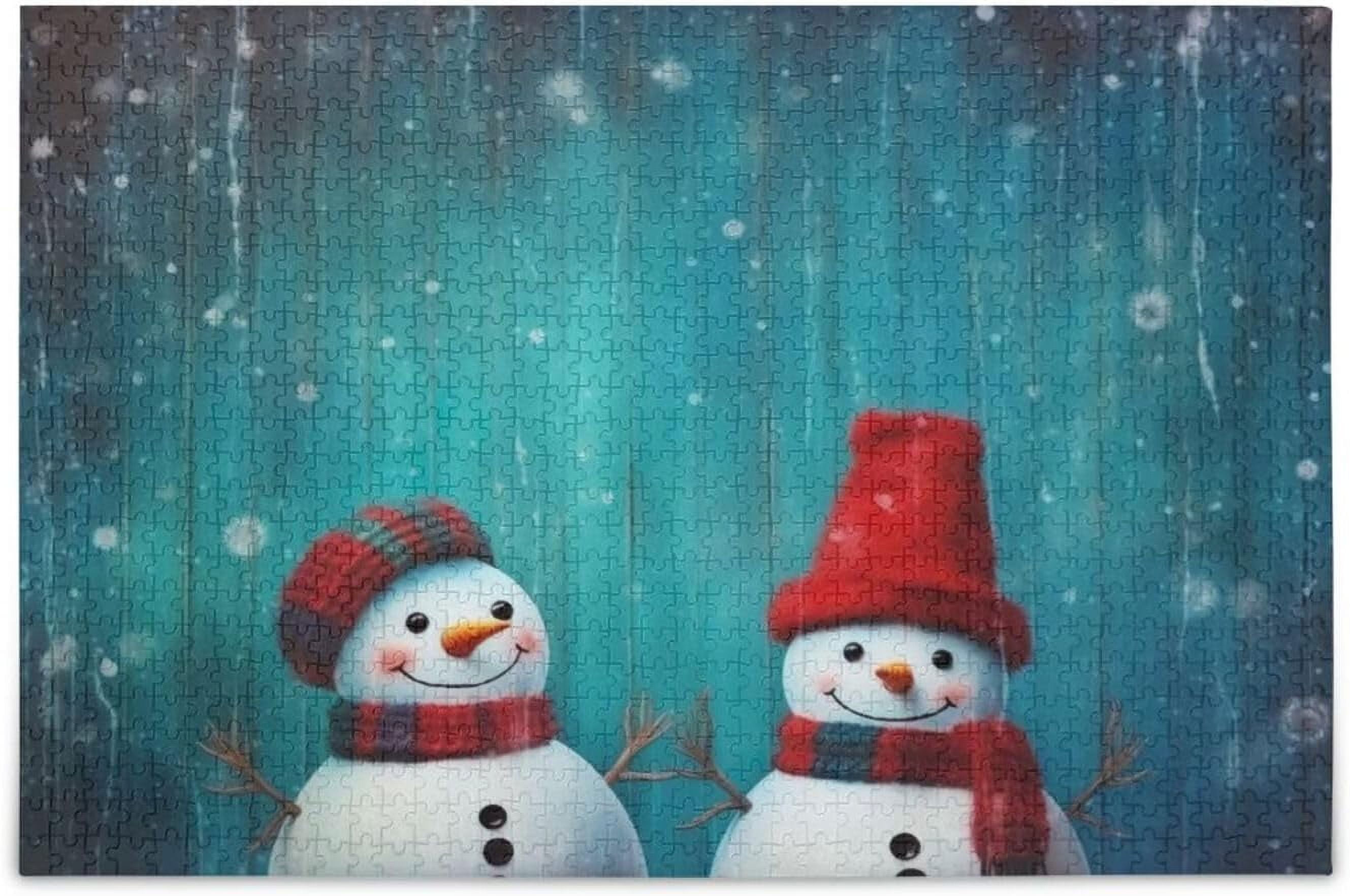 FREEAMG Snowmen Jigsaw Puzzle 500 Pieces,Wooden Puzzles Family Games ...