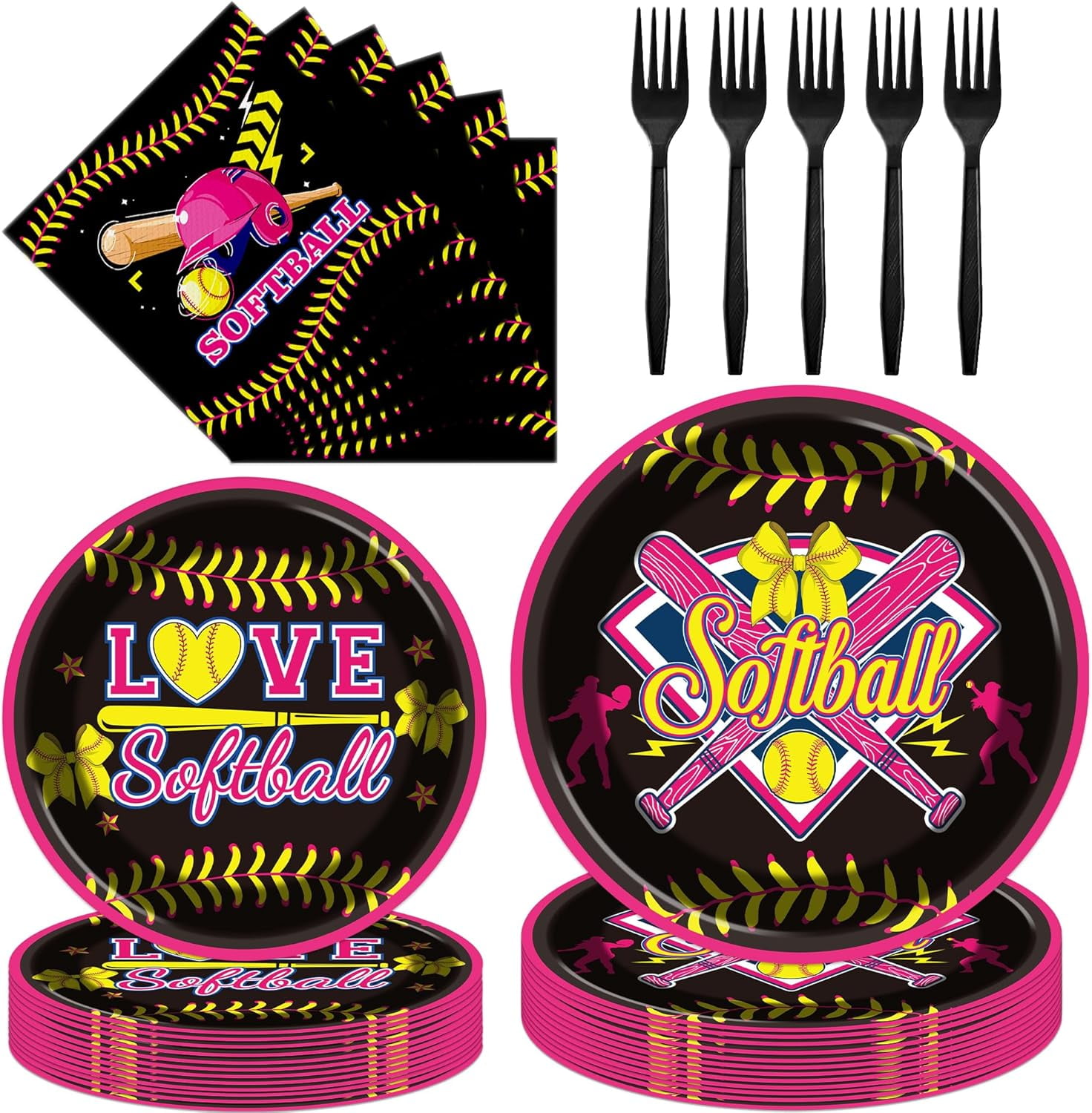 FREEAMG Softball Party Decorations Tableware - 96 Pcs Sports Theme ...