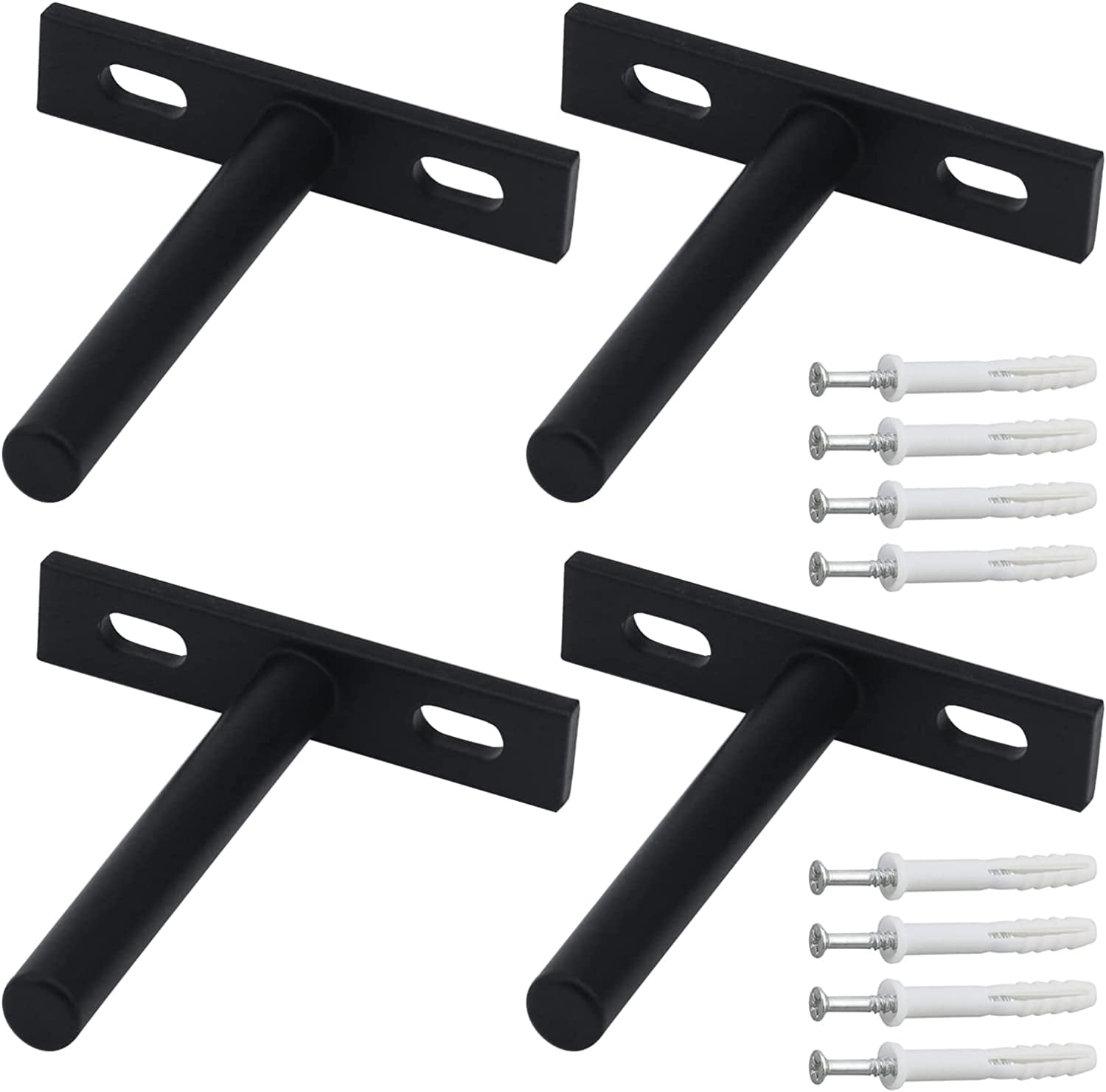 FREEAMG Solid Steel Matte Black Floating Shelf Brackets, 3-Inch Rustof ...