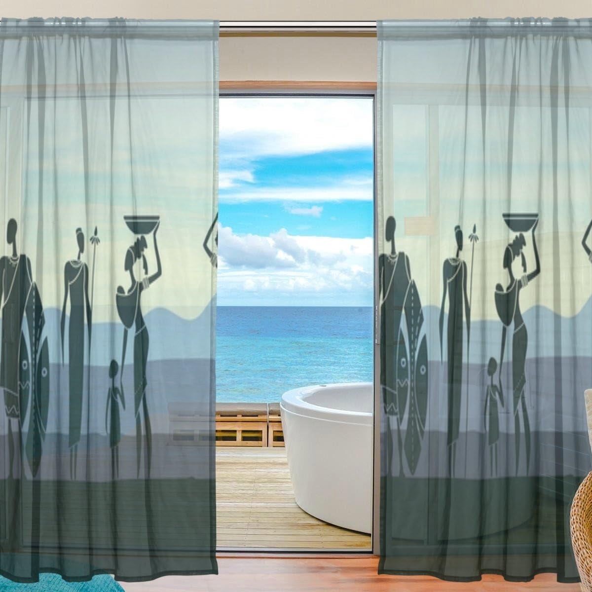 FREEAMG South Africa Silhouette Sheer Window Curtain Panel Drape 55x78 ...