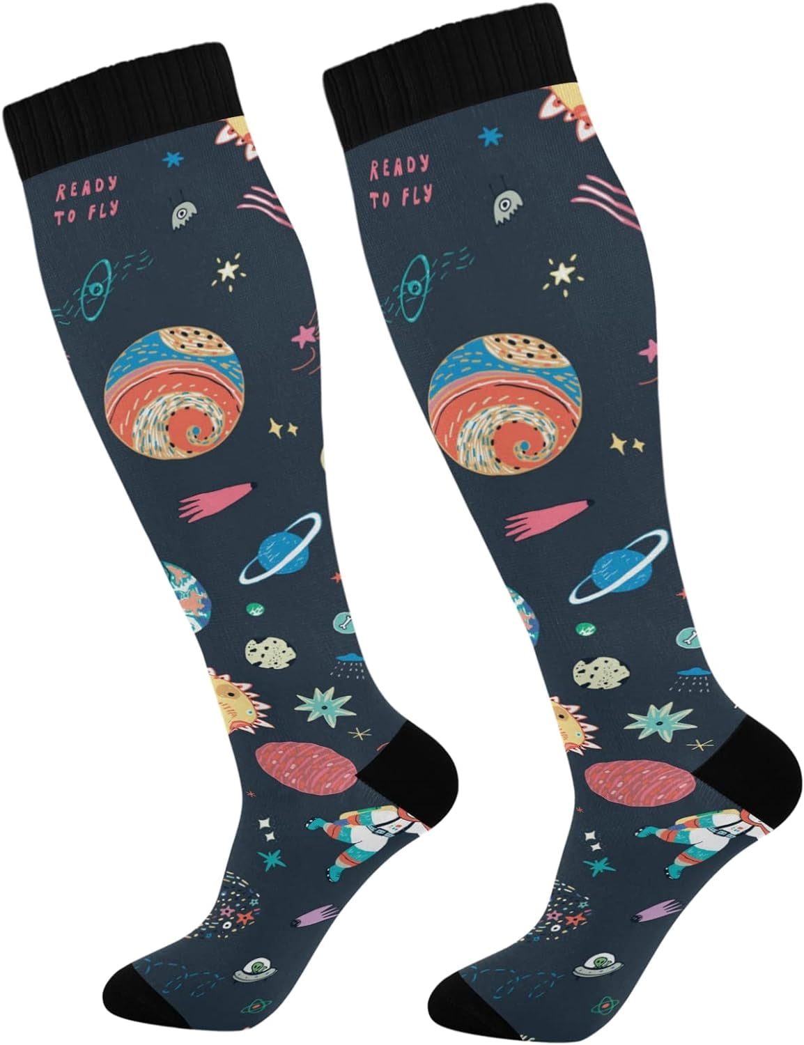 FREEAMG Space Compression Socks Women Men Long Stocking (20-30mmHg ...