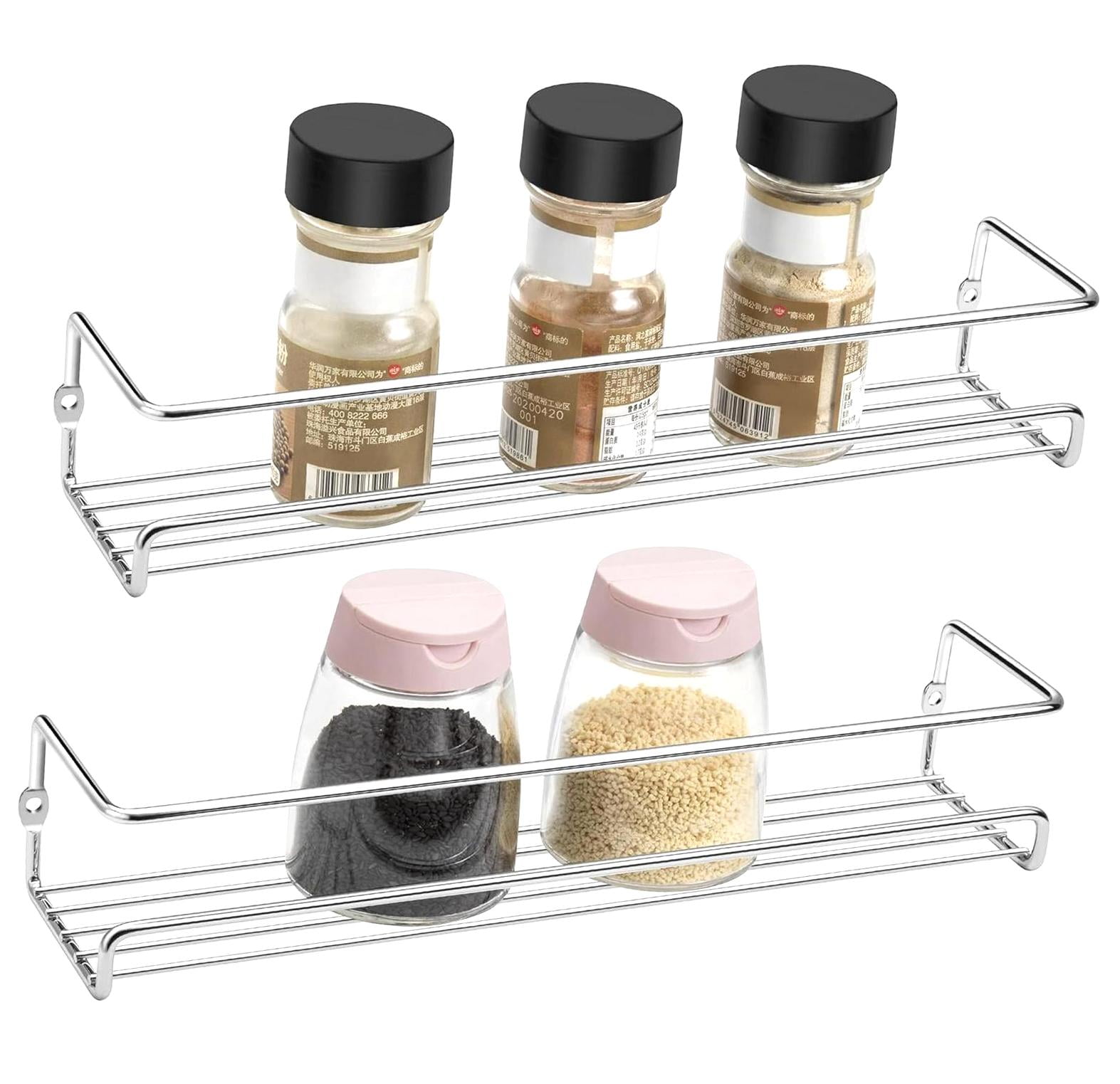 FREEAMG Spice Rack Organizer, 2-Tier Spice Shelf Storage Wall Mounted ...