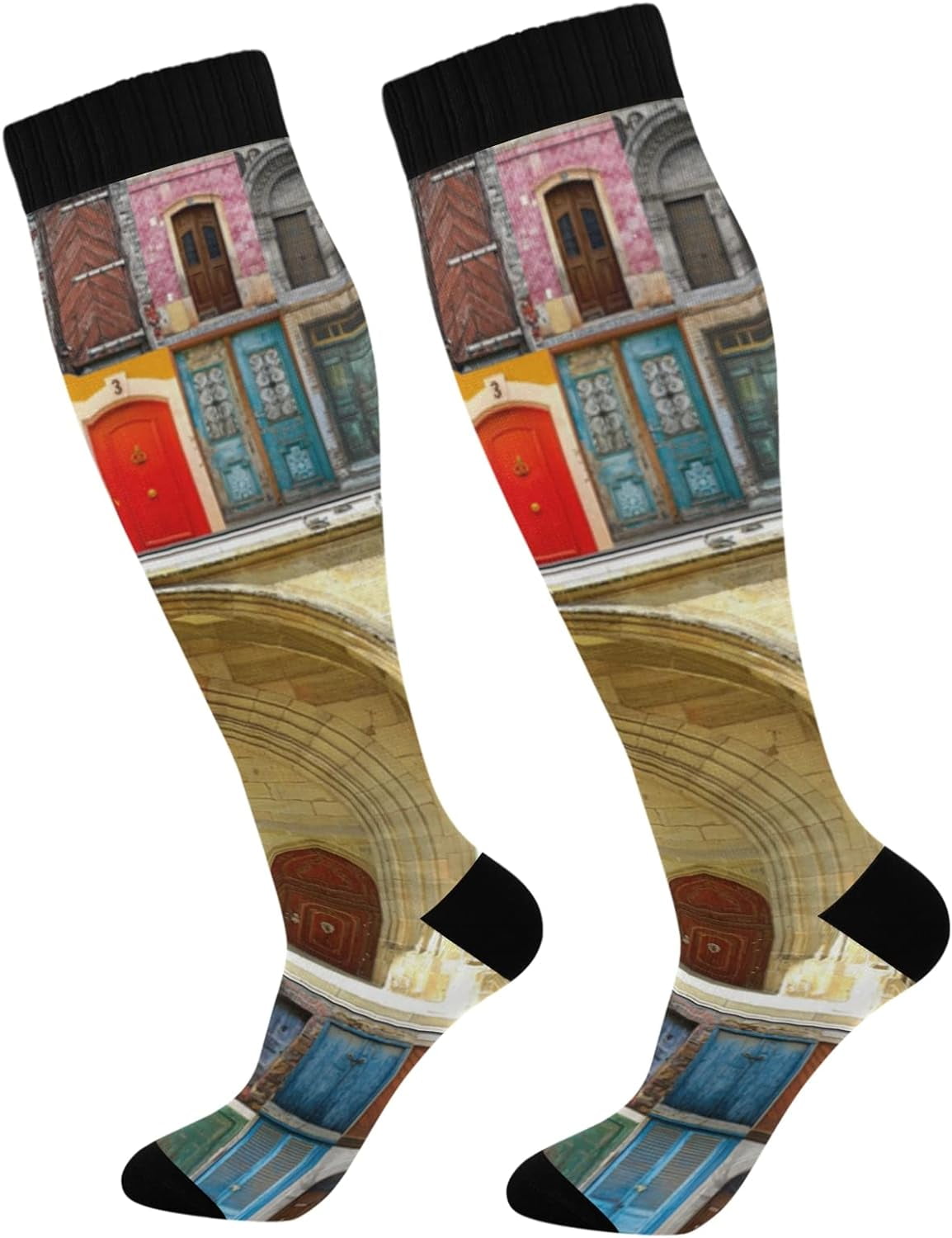 FREEAMG Spiral Night Starry Compression Socks for Women and Men, 1 Pair ...