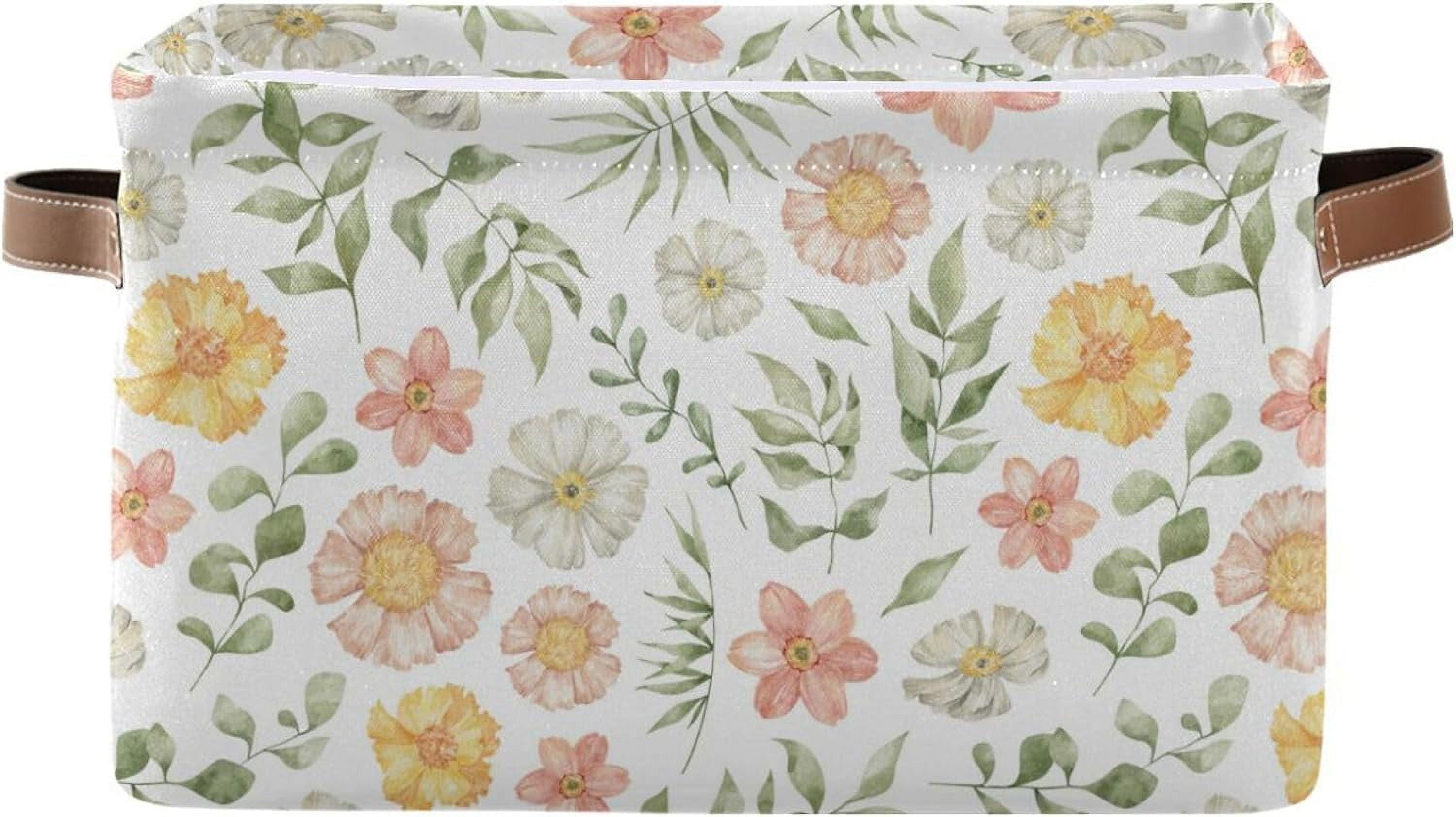 FREEAMG Spring Flowers Foldable Canvas Storage Bin, Sturdy Fabric ...