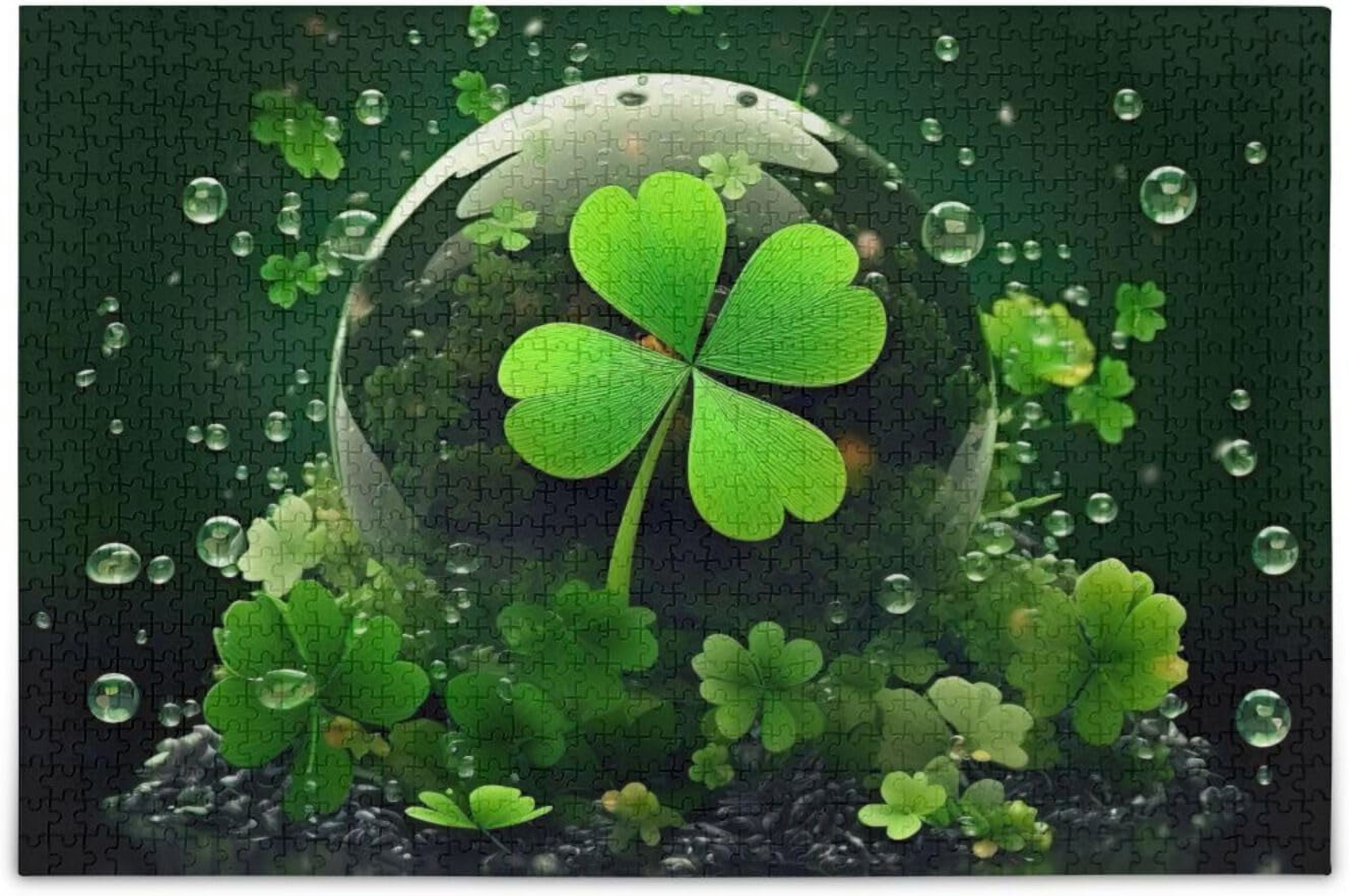 FREEAMG St. Patrick's Clover Wooden Jigsaw Puzzles Intellectual ...