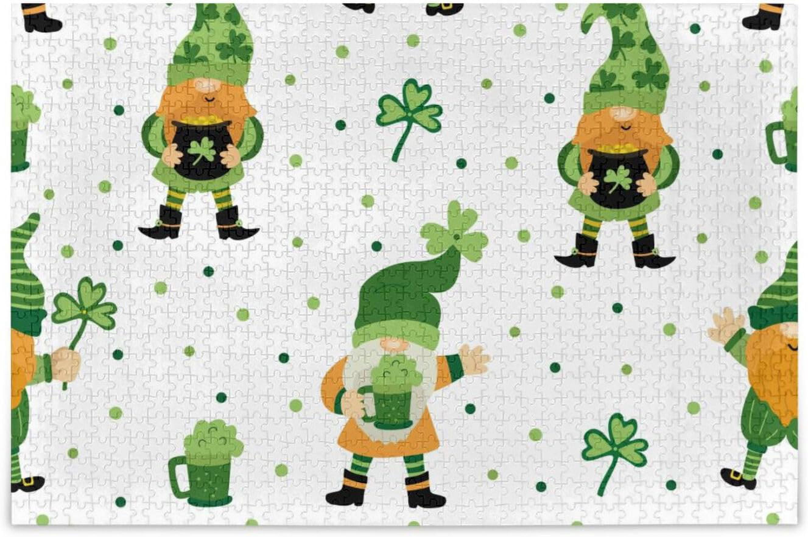 FREEAMG St. Patrick's Day Gnome Jigsaw Puzzle for Adults Teens Kids ...