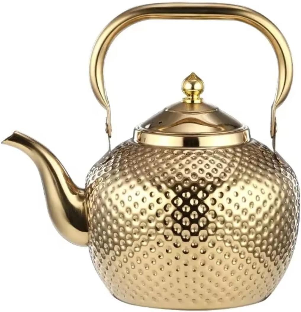 FREEAMG Stainless Steel Teapot Silver Gold Teapots Drinkware Hammered ...