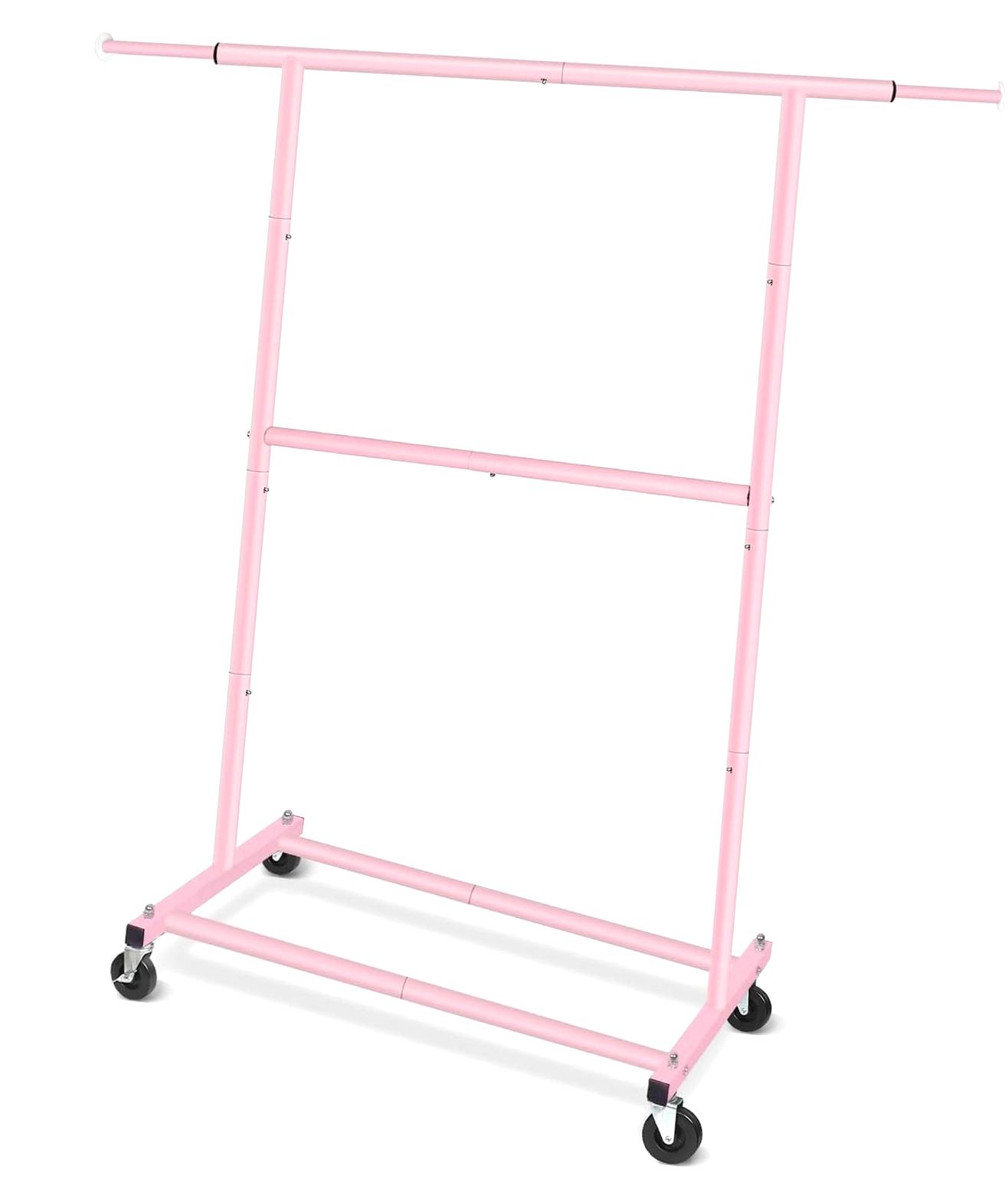 FREEAMG Standard Dual Rod Rolling Garment Rack for Hanging Apparel ...