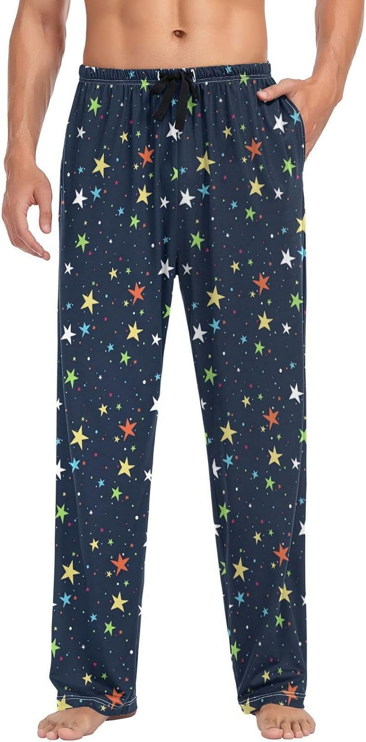 FREEAMG Star Cotton Pajama Pant for Men, Super Soft Lightweight Lounge ...