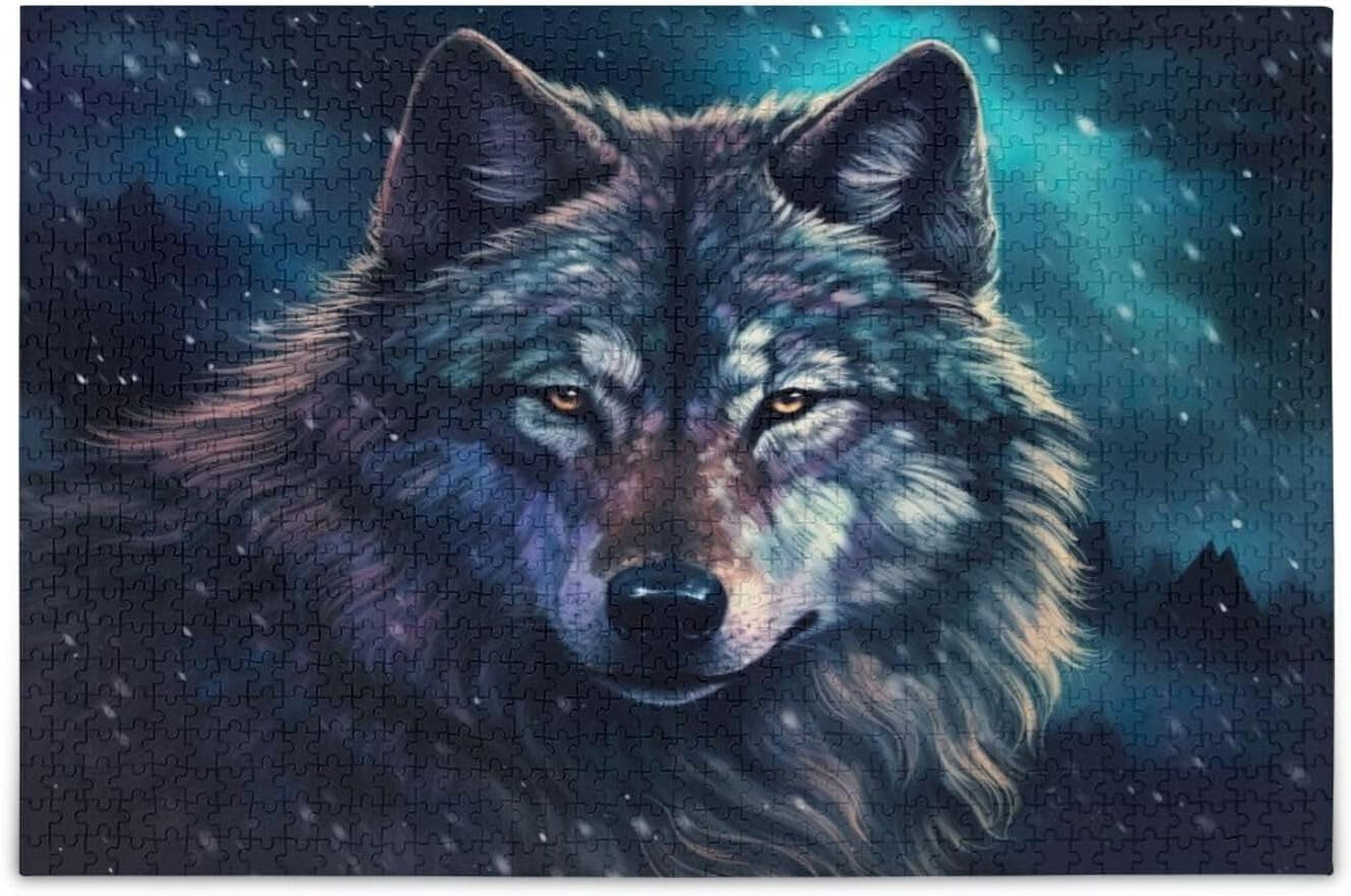 FREEAMG Starry Night Wolf Jigsaw Puzzles for Adults 1000 Piece, Puzzles ...