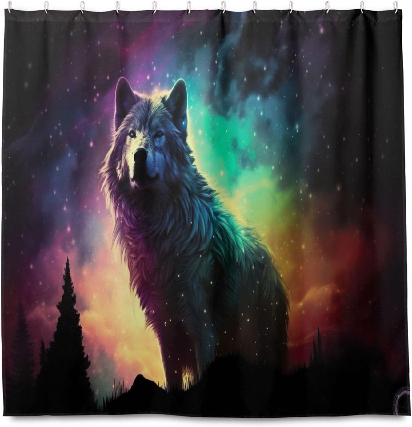 FREEAMG Starry Night Wolf Shower Curtain - 72x72 Inch Waterproof Fabric ...