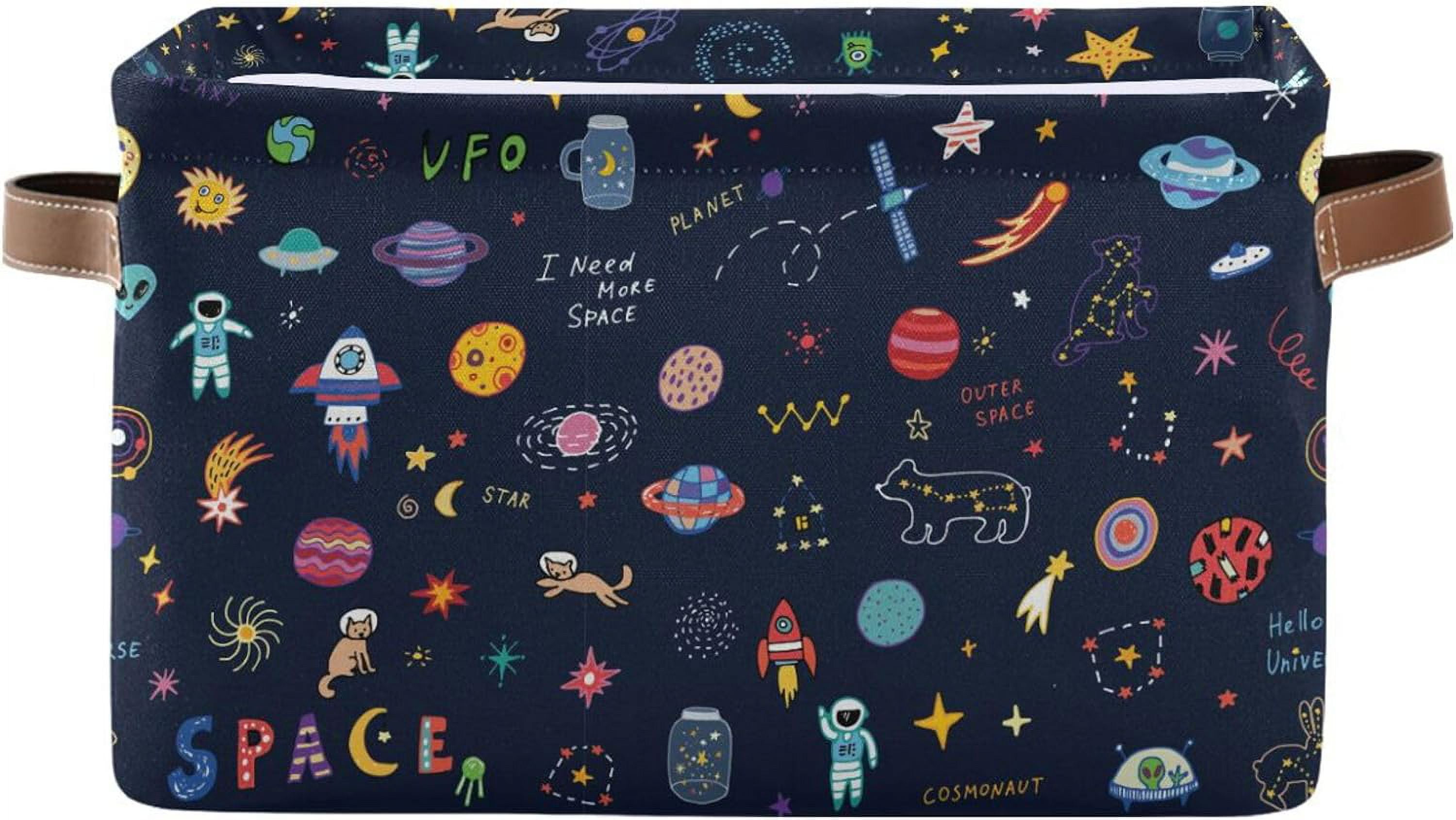 FREEAMG Stars Planets Cosmonauts Storage Basket, Durable Canvas ...