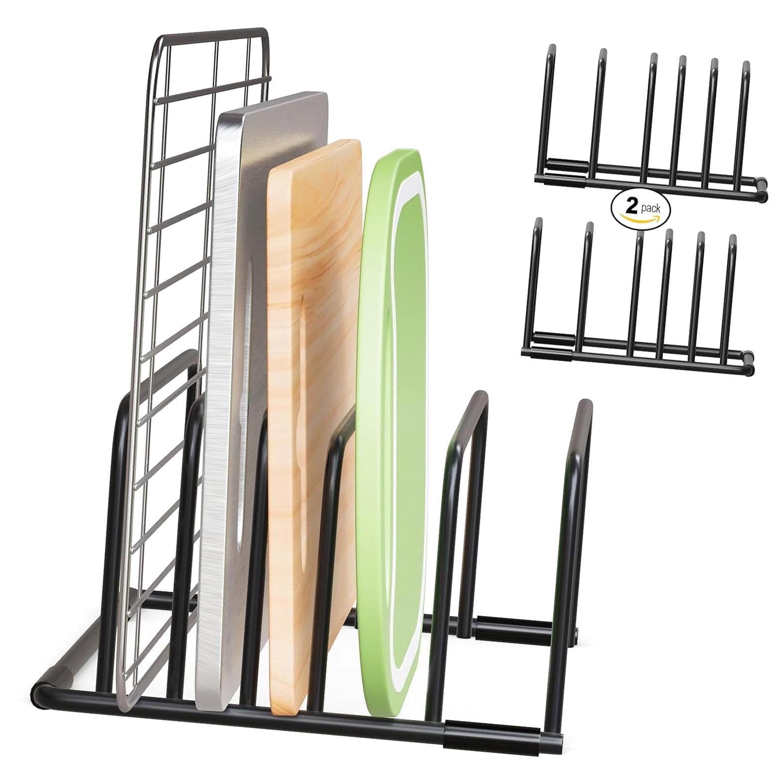 FREEAMG Steel Pan Organizer and Pot Rack, 5-Slot Space-Saving Holder ...