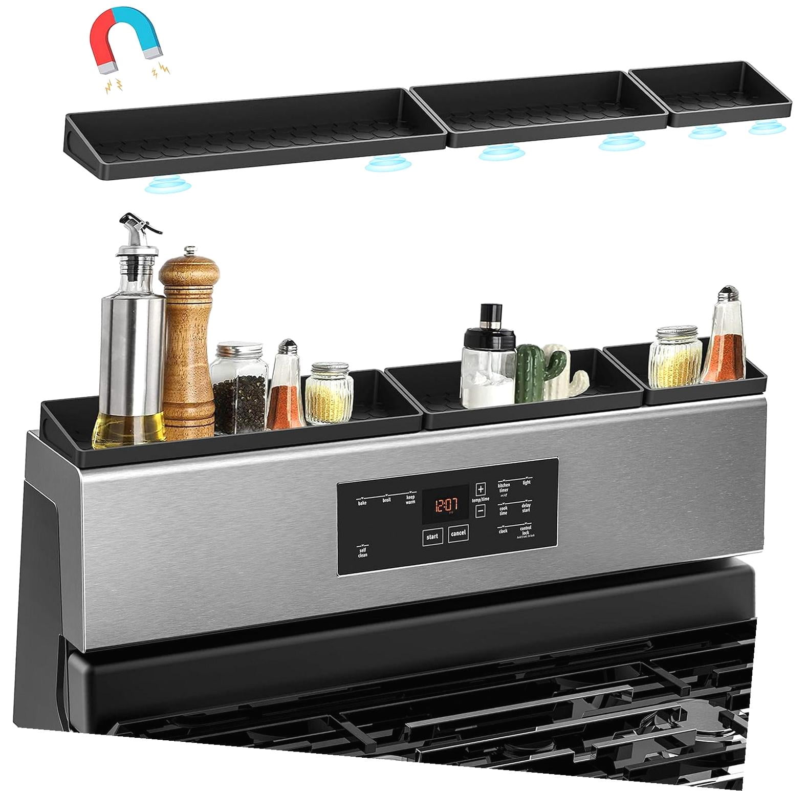 FREEAMG Stove Top Shelf 30/24/20 Inch | Magnetic Silicone Shelf for ...