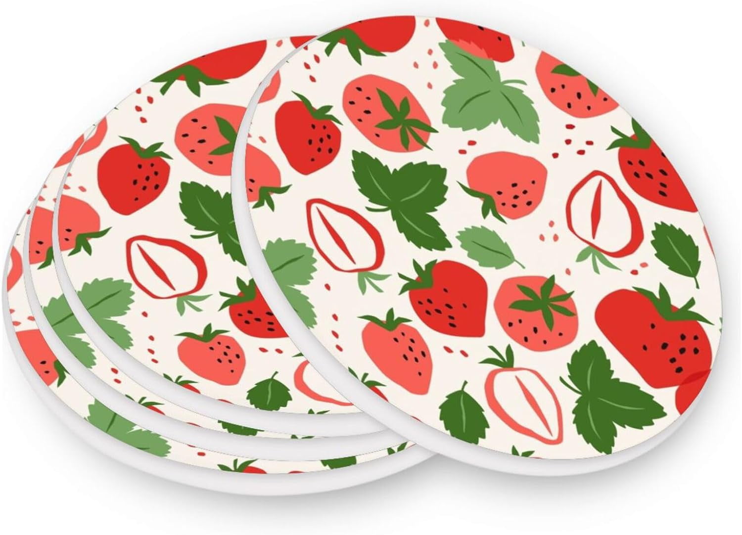 FREEAMG Strawberry Coasters for Drinks Set of 4, Absorbent Ceramic ...