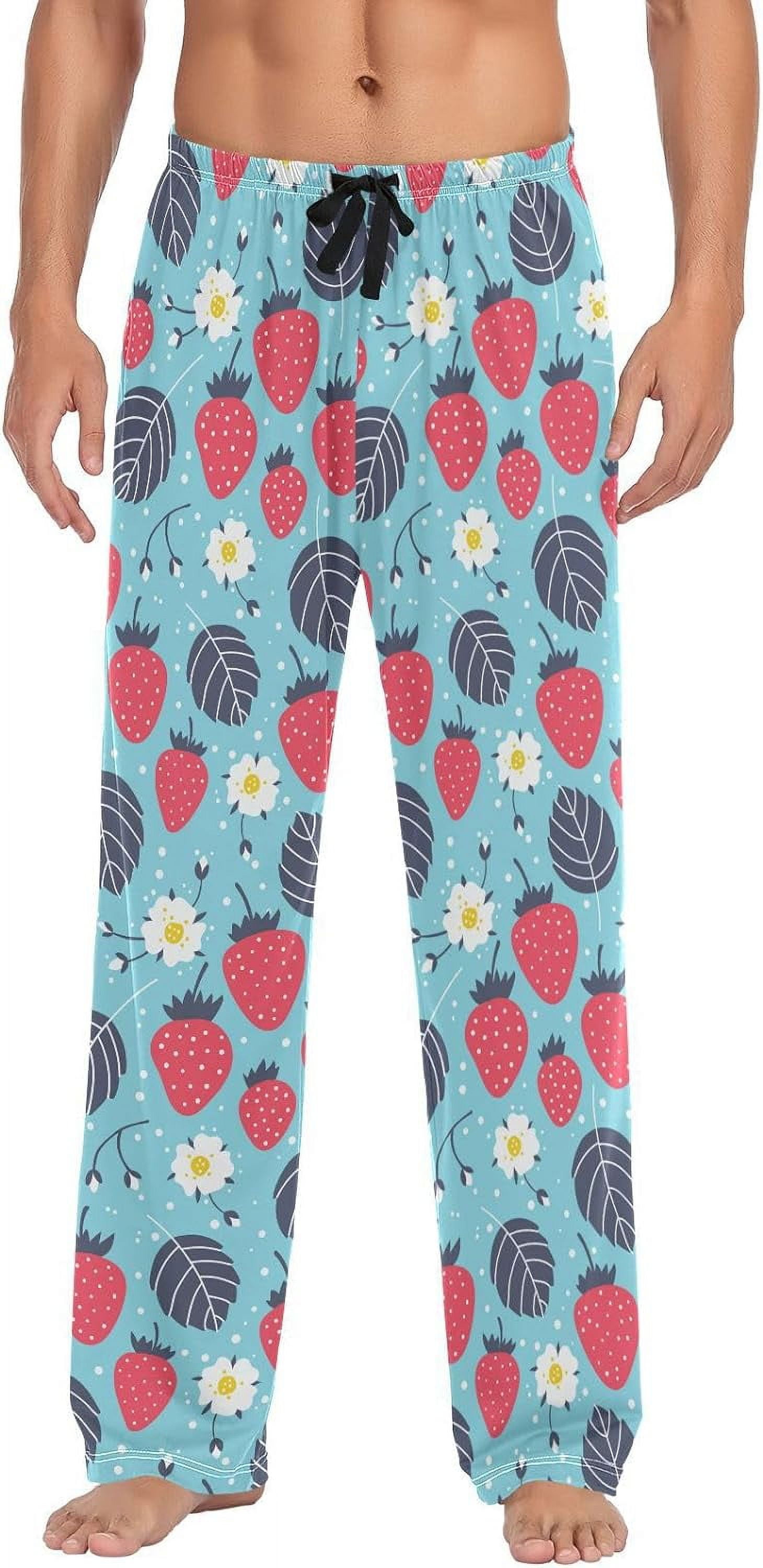 FREEAMG Strawberry Flowers Pajama Pants for Men, Men's Separate Bottoms ...