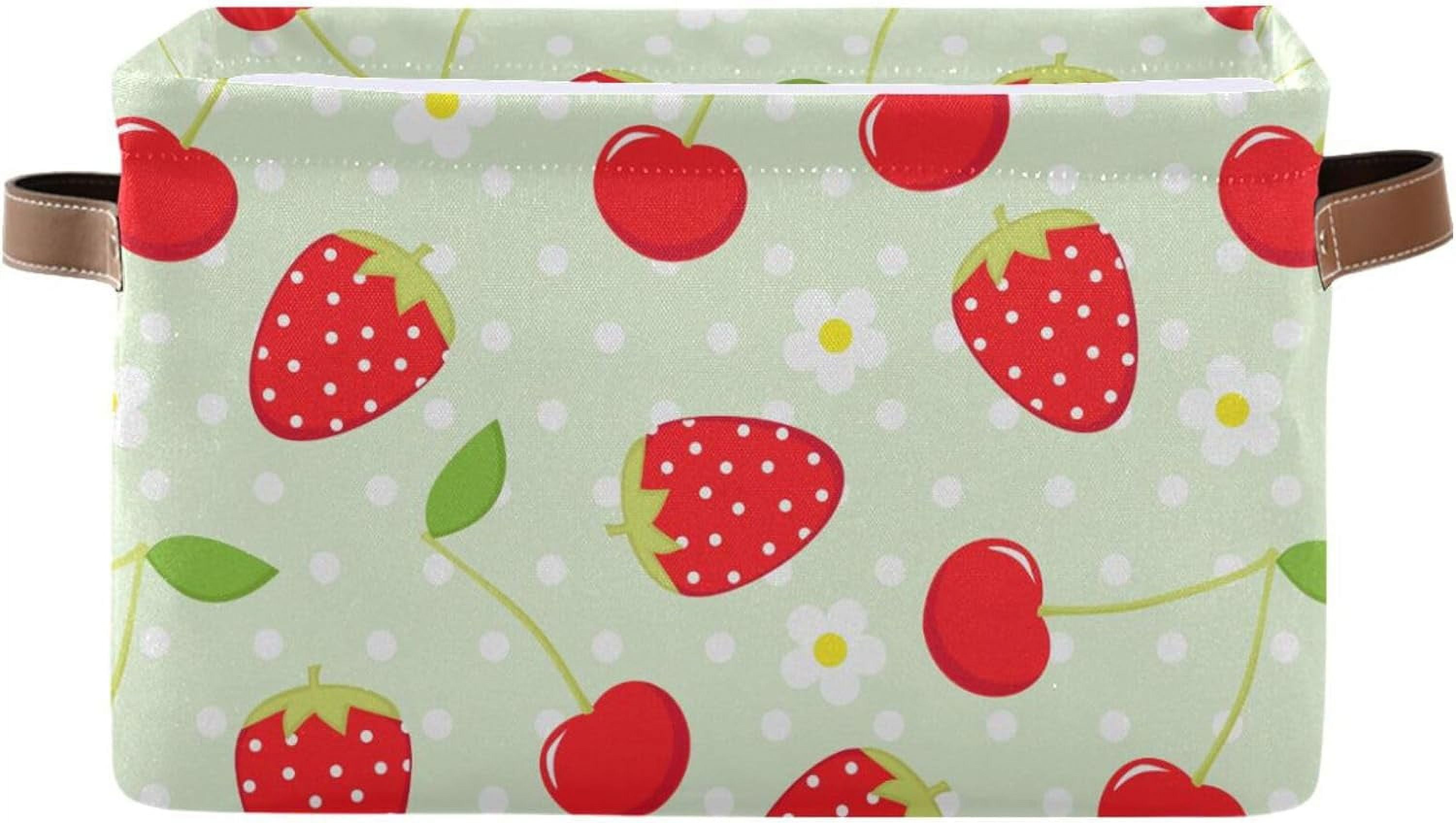 FREEAMG Strawberry and Cherry Storage Basket, Durable Canvas Organizer ...
