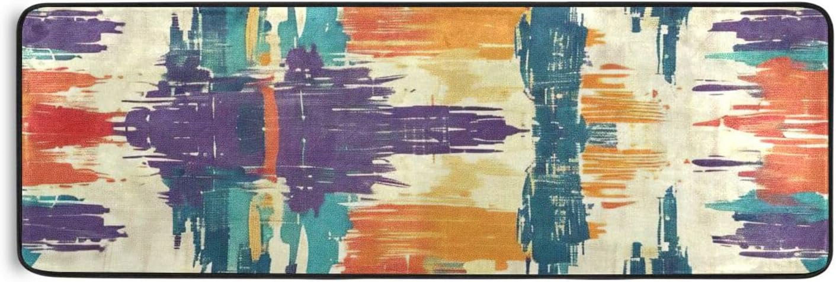 FREEAMG Striped Ikat Pattern Area Rug - 2' x 6' Washable Runner Rugs ...
