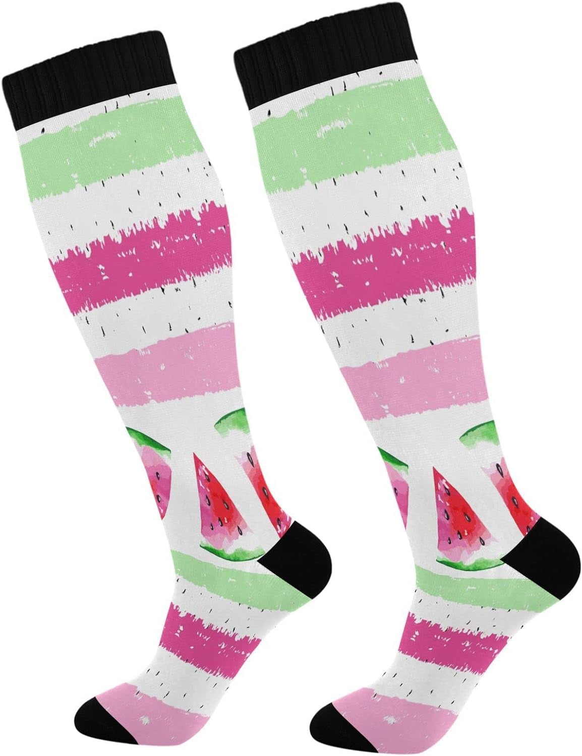 FREEAMG Striped Watermelon Compression Socks for Women&Men Circulation ...