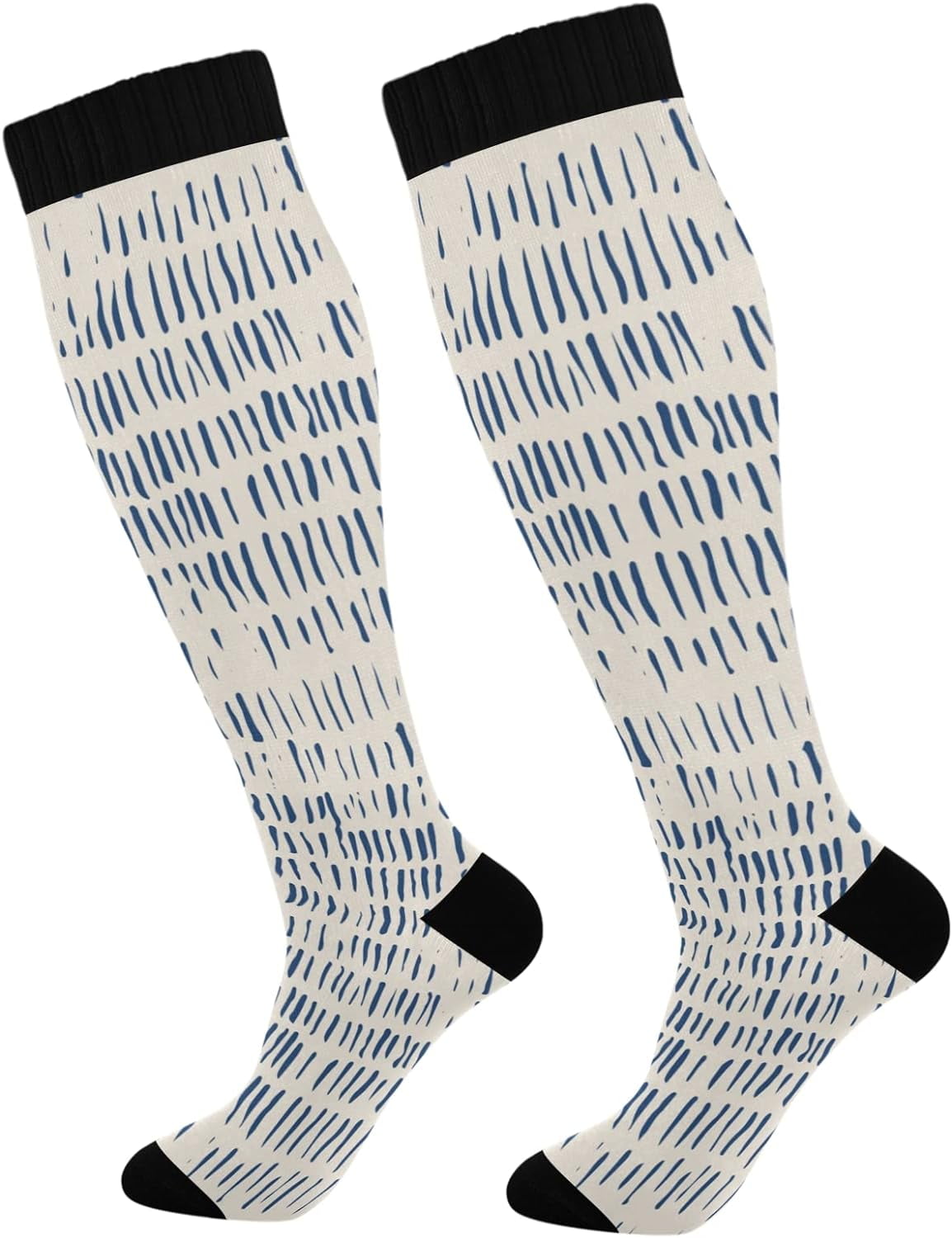 FREEAMG Stripes Compression Socks Women Men Long Stocking (20-30mmHg ...