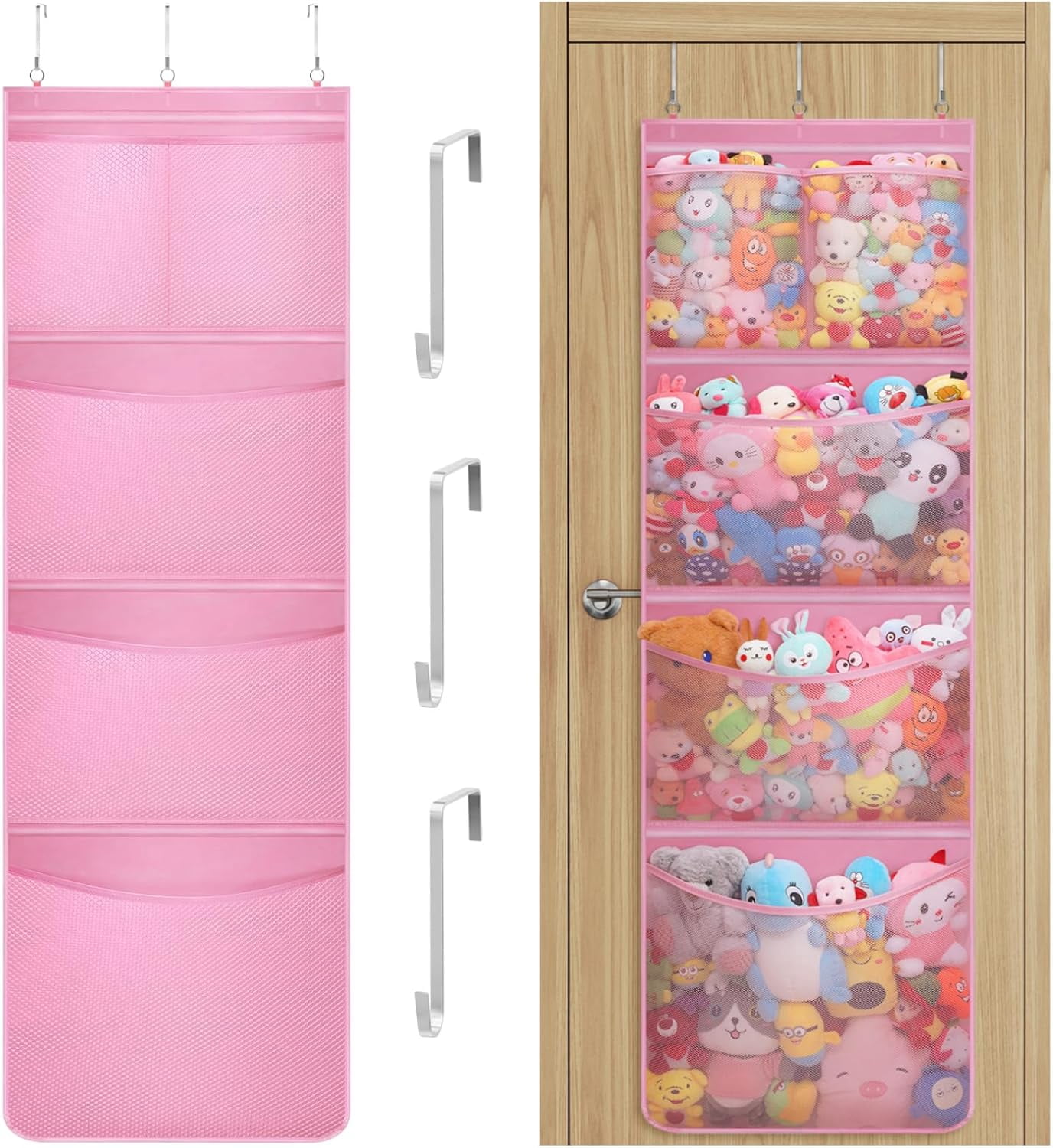 FREEAMG Stuffed Animal Storage, 1 Pa Over the Door Organizer with 5 ...