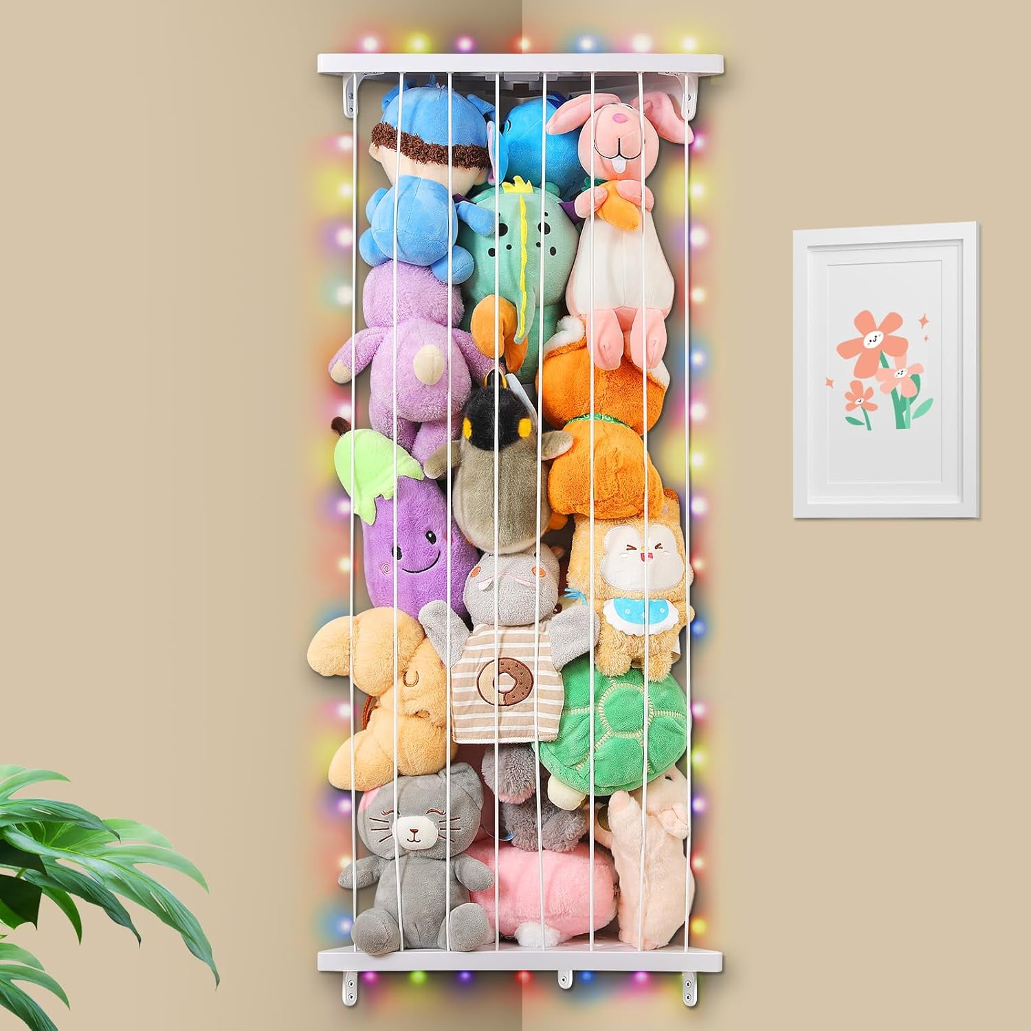 FREEAMG Stuffed Animal Storage Corner Plush Toys Holder with Star ...