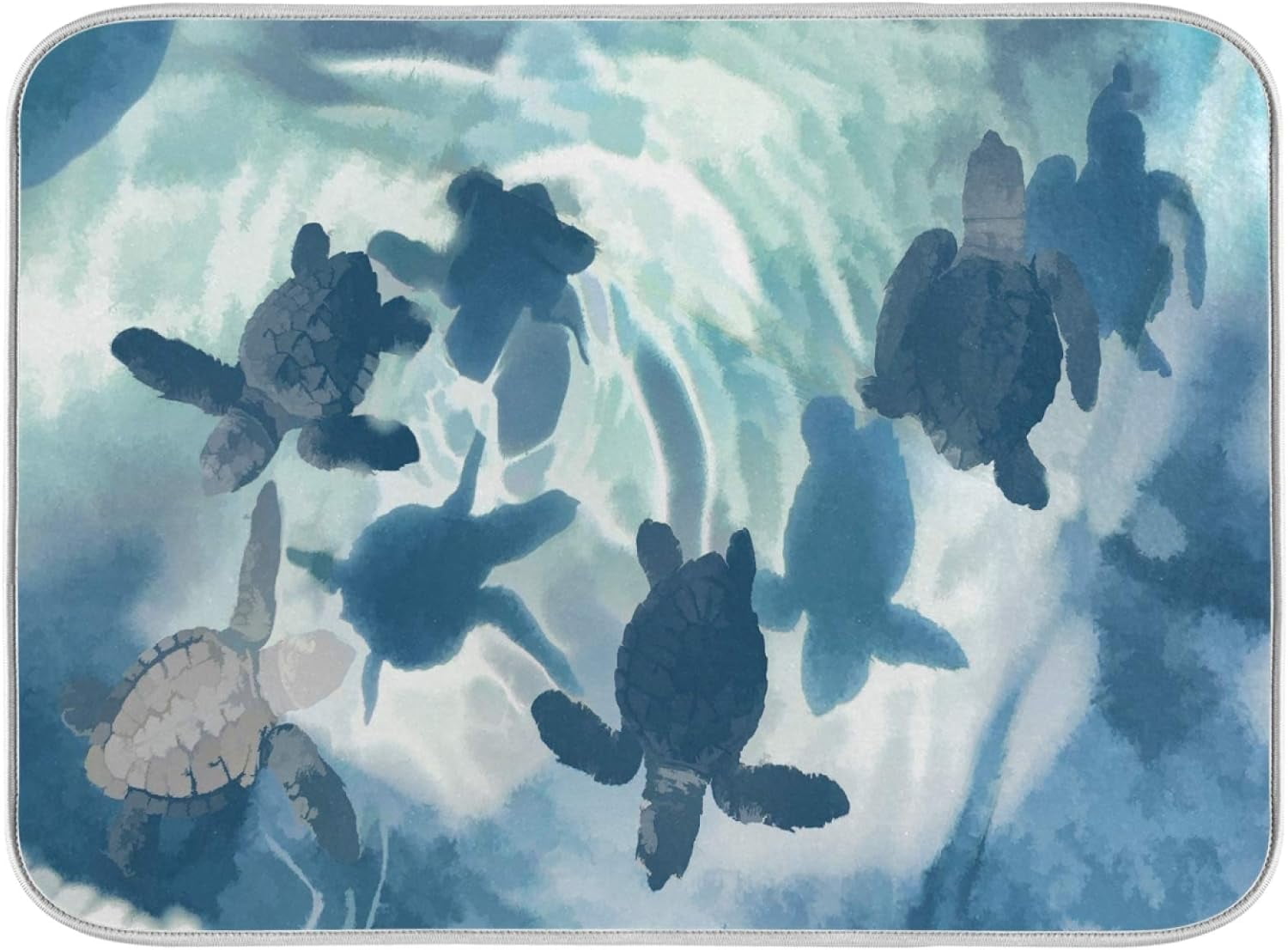 FREEAMG Stylish Ocean Swimming Blue Turtles Absorbent Dish Drying Mat ...