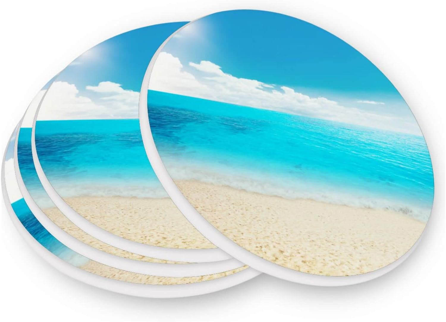 FREEAMG Summer Island Beach Coasters for Drinks Set of 4, Absorbent ...