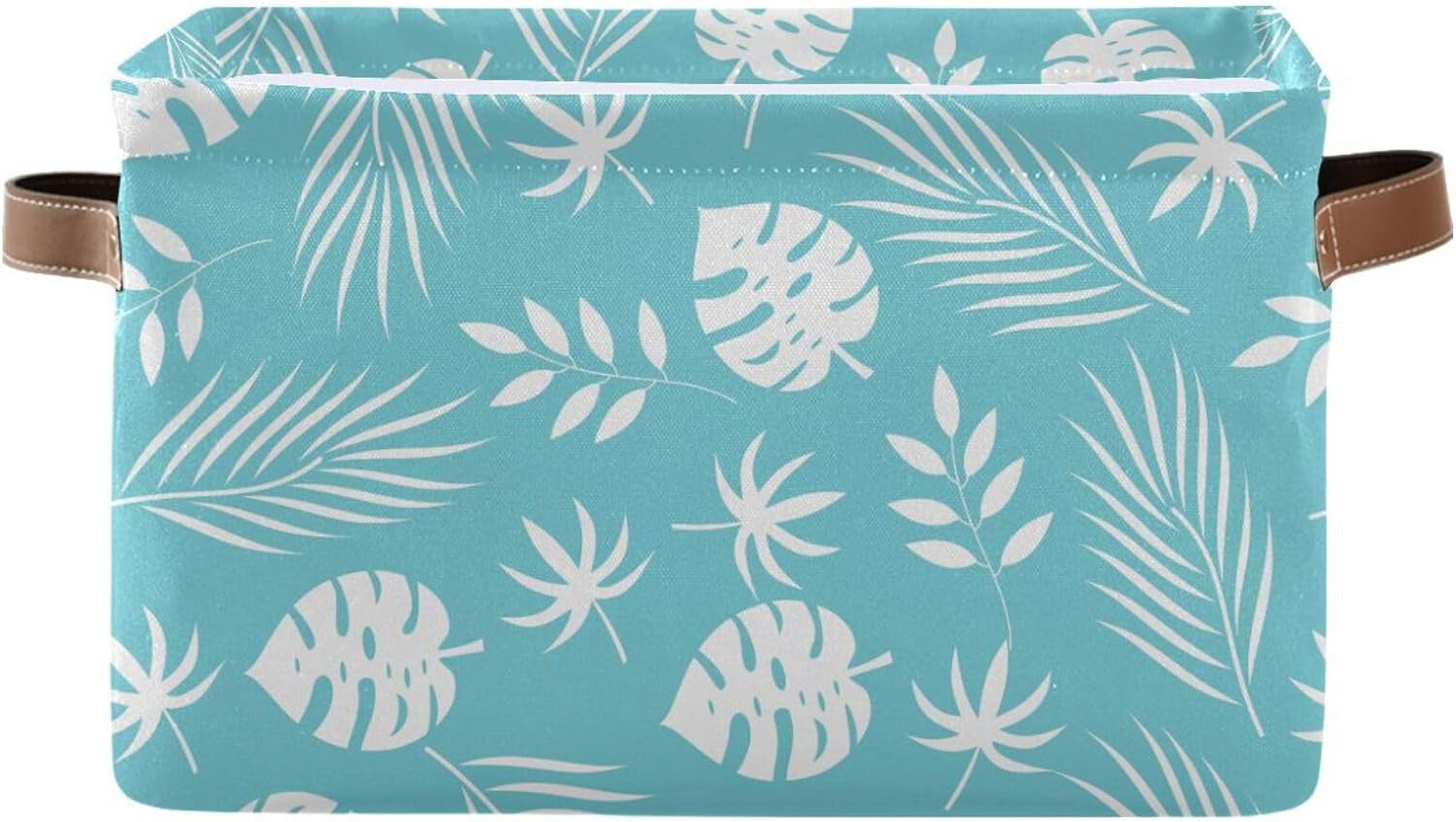FREEAMG Summer Tropical Leaves Storage Basket, Durable Canvas Organizer ...