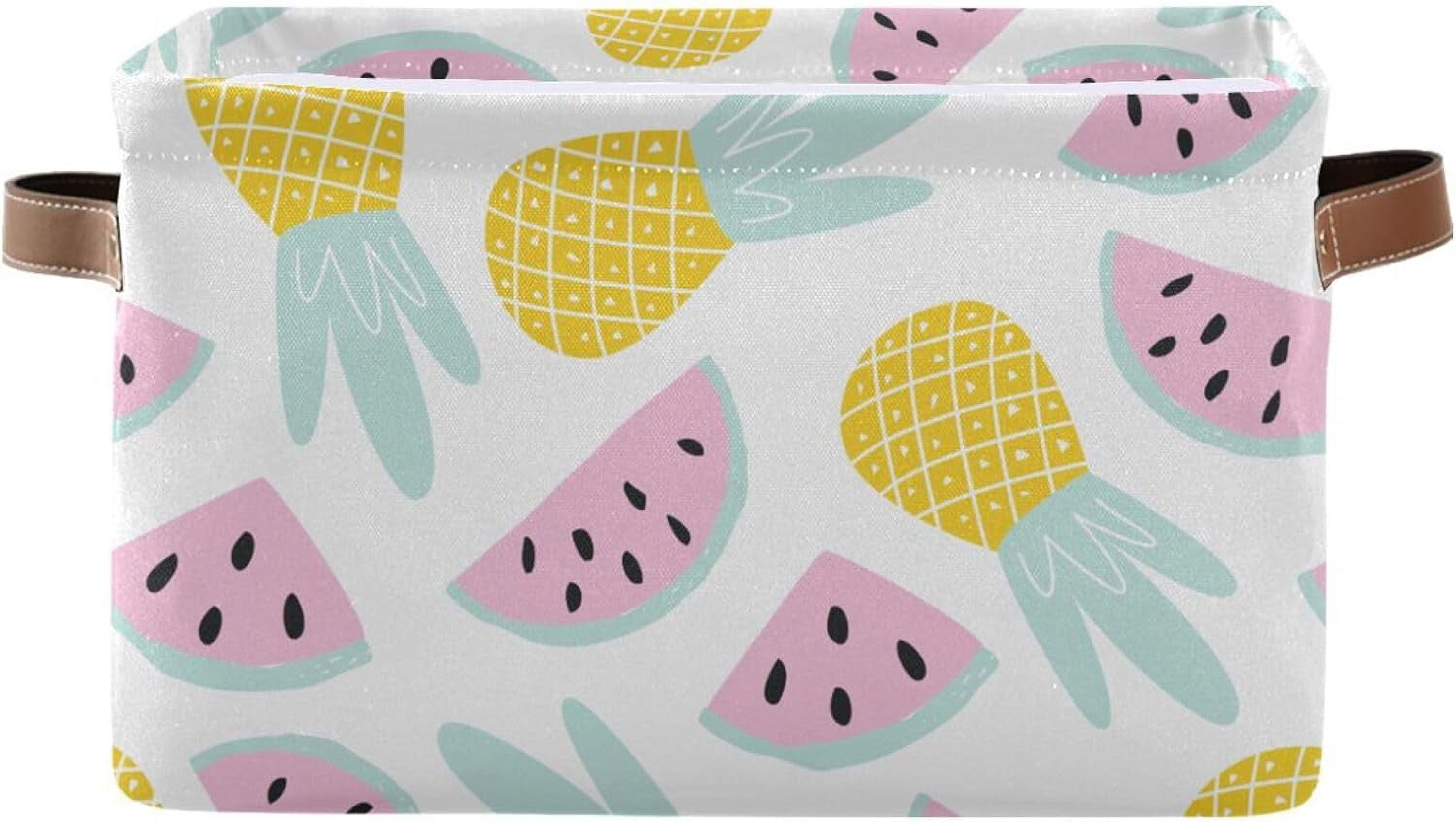 FREEAMG Summer Watermelon with Pineapple Storage Basket, Durable Canvas ...