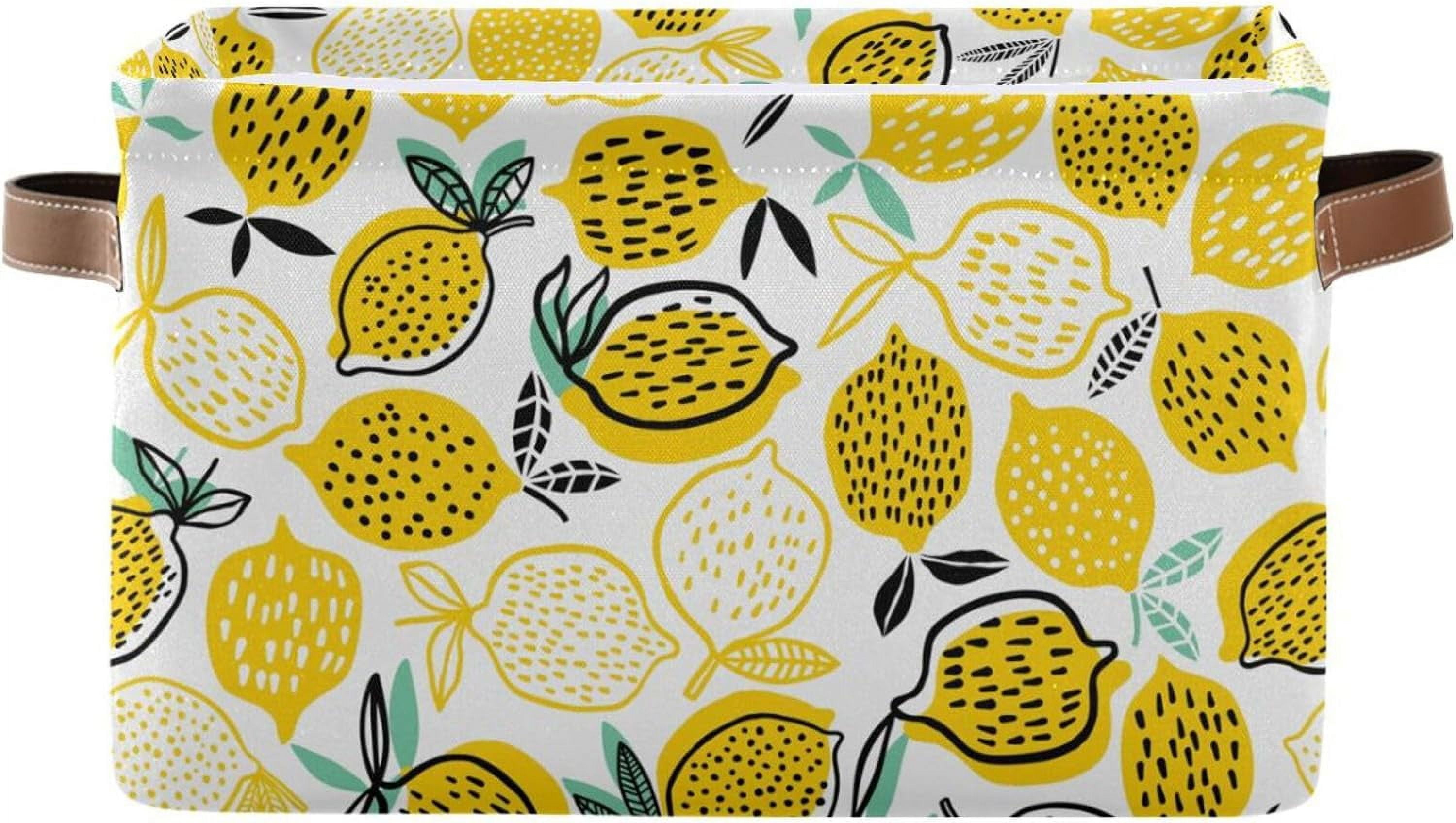 FREEAMG Summer Yellow Lemon Storage Basket, Durable Canvas Organizer ...
