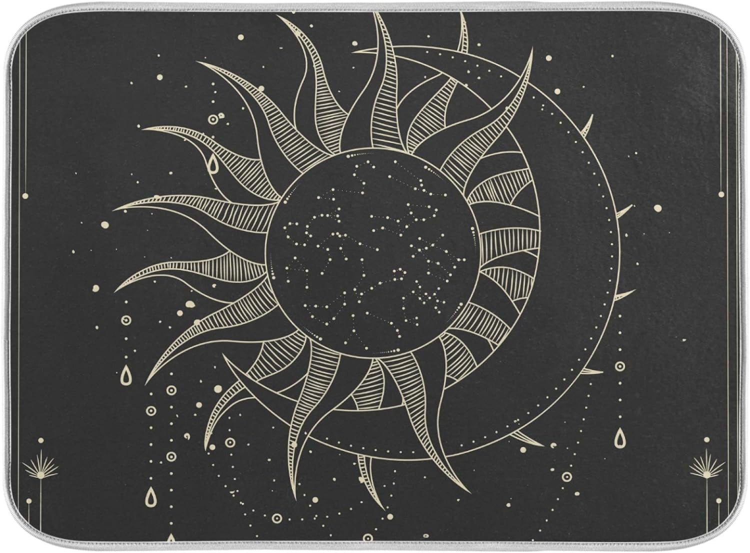 FREEAMG Sun Moon Dish Drying Mat Countertop Protector Kitchen Decor 18 ...