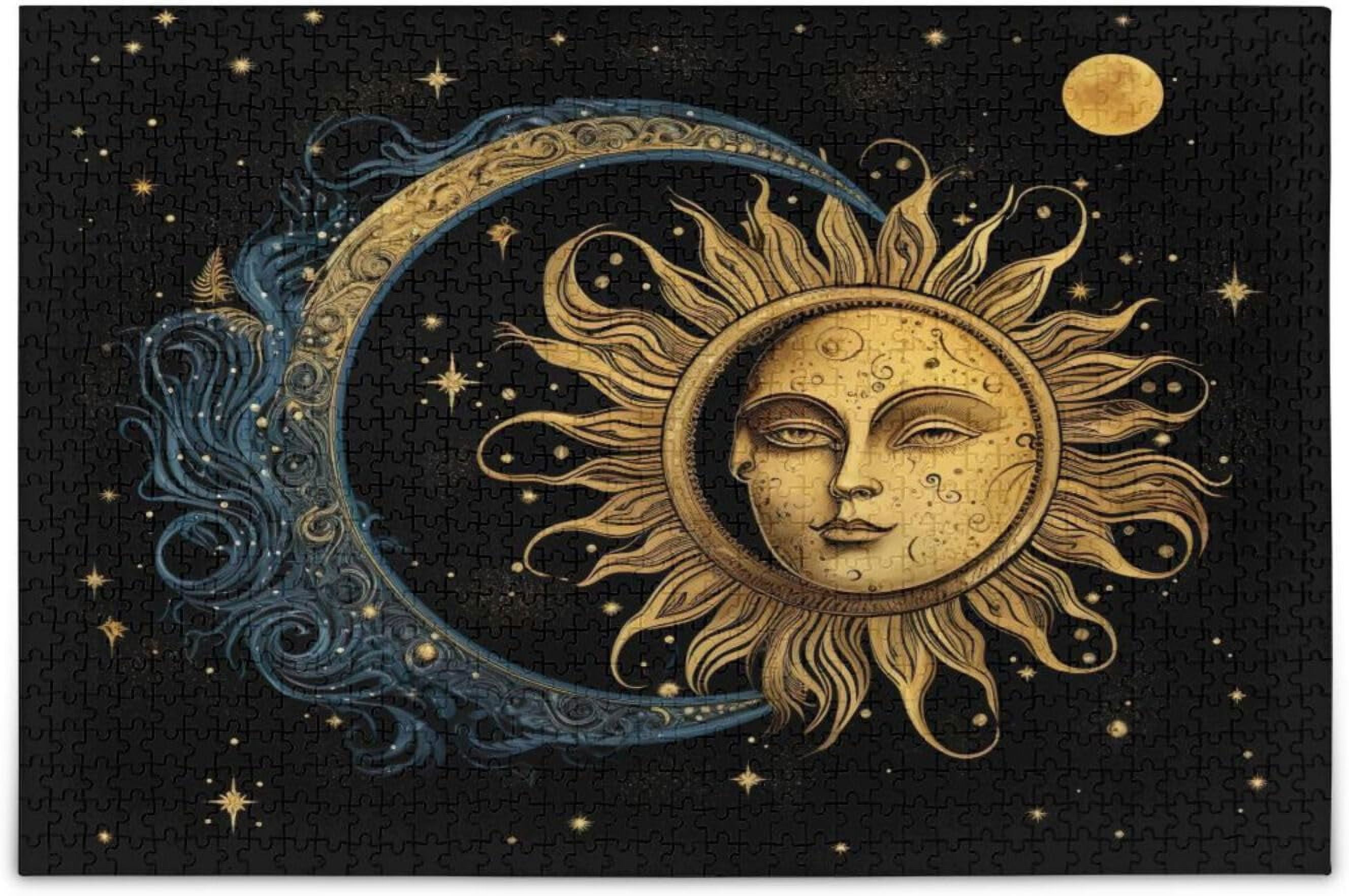FREEAMG Sun and Moon Wooden Jigsaw Puzzles Intellectual Entertainment ...