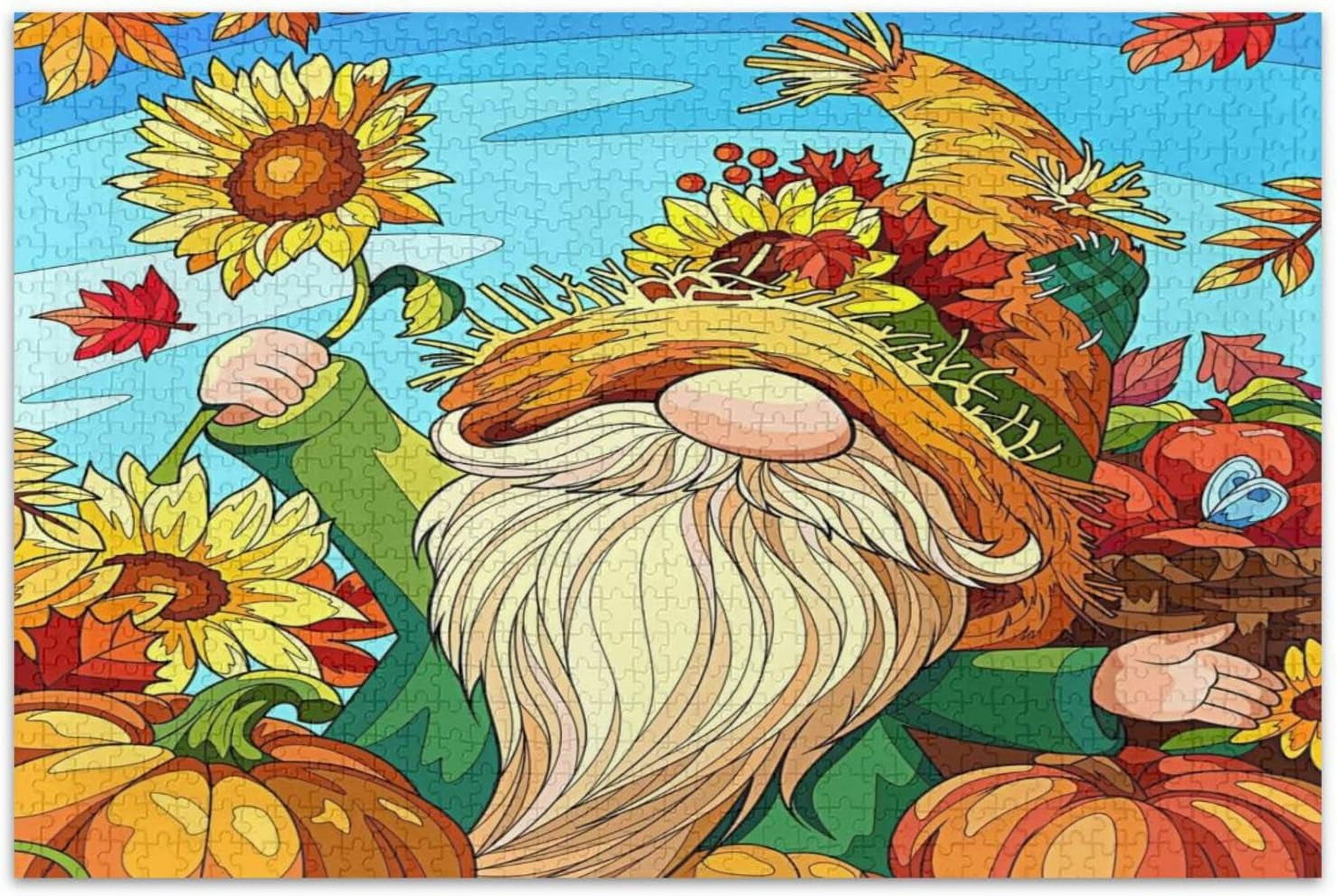 FREEAMG Sunflower Gnome 1000 Pcs of Irregular Puzzle Printed with ...