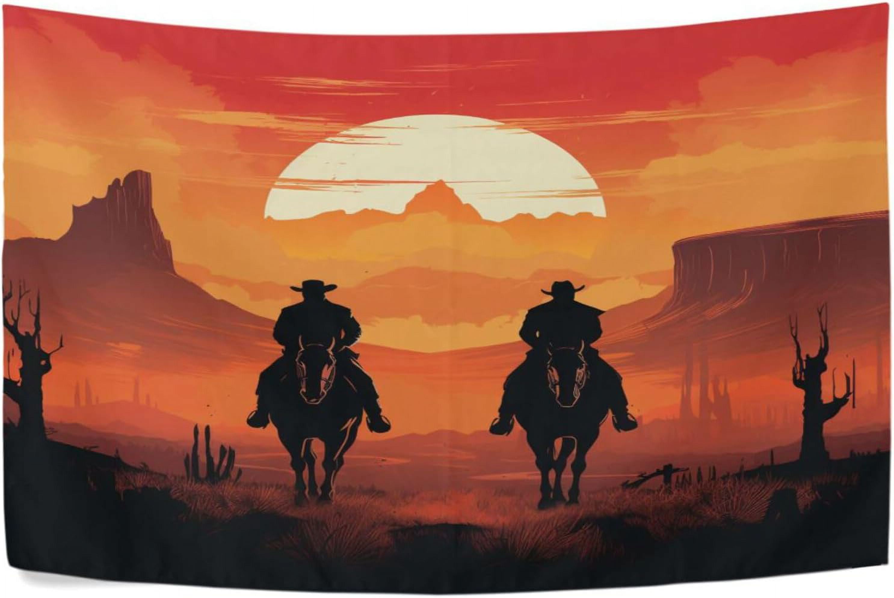 FREEAMG Sunset Cowboys Tapestry Hippie Wall Hanging Tapestries ...