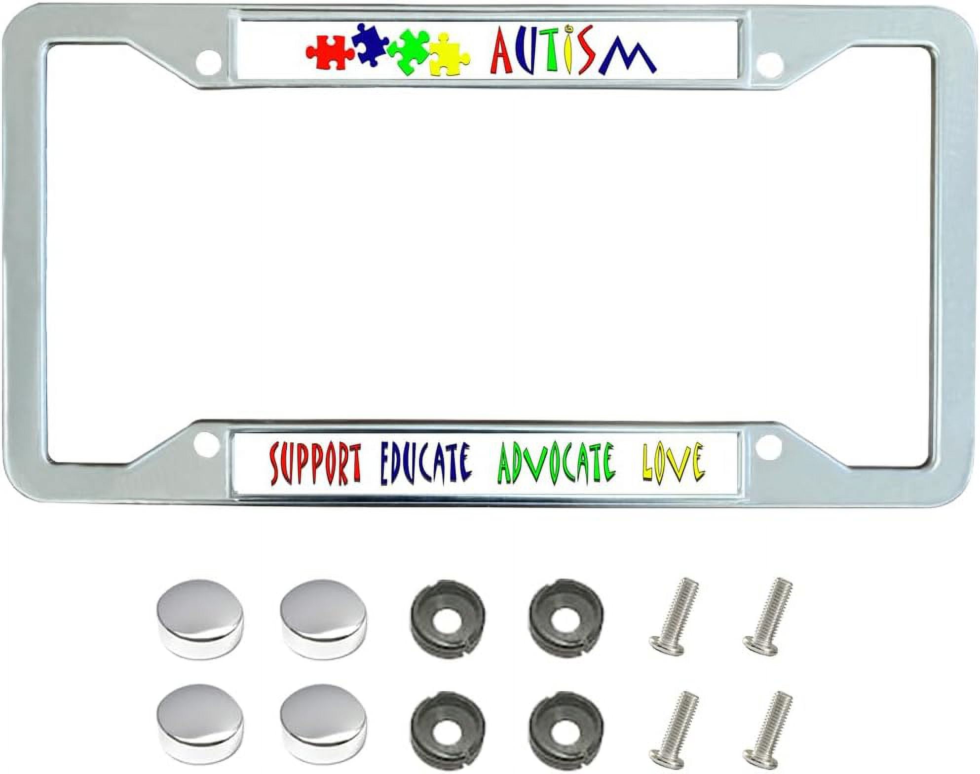FREEAMG Support Edue Advoe Love License Plate Frame,Autism Quotes ...
