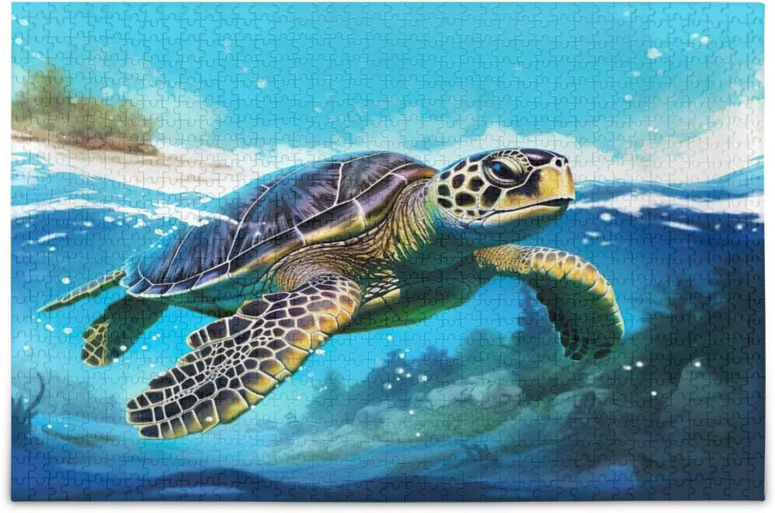 FREEAMG Swimming Turtle Puzzle 1000 Pieces - Wooden Jigsaw Puzzles for ...