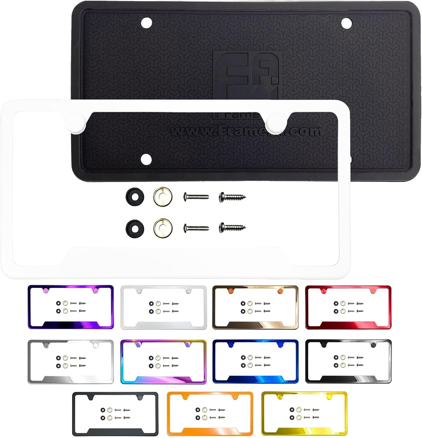 FREEAMG T304 Stainless Steel Bm Cut Out Corner License Plate Frame ...