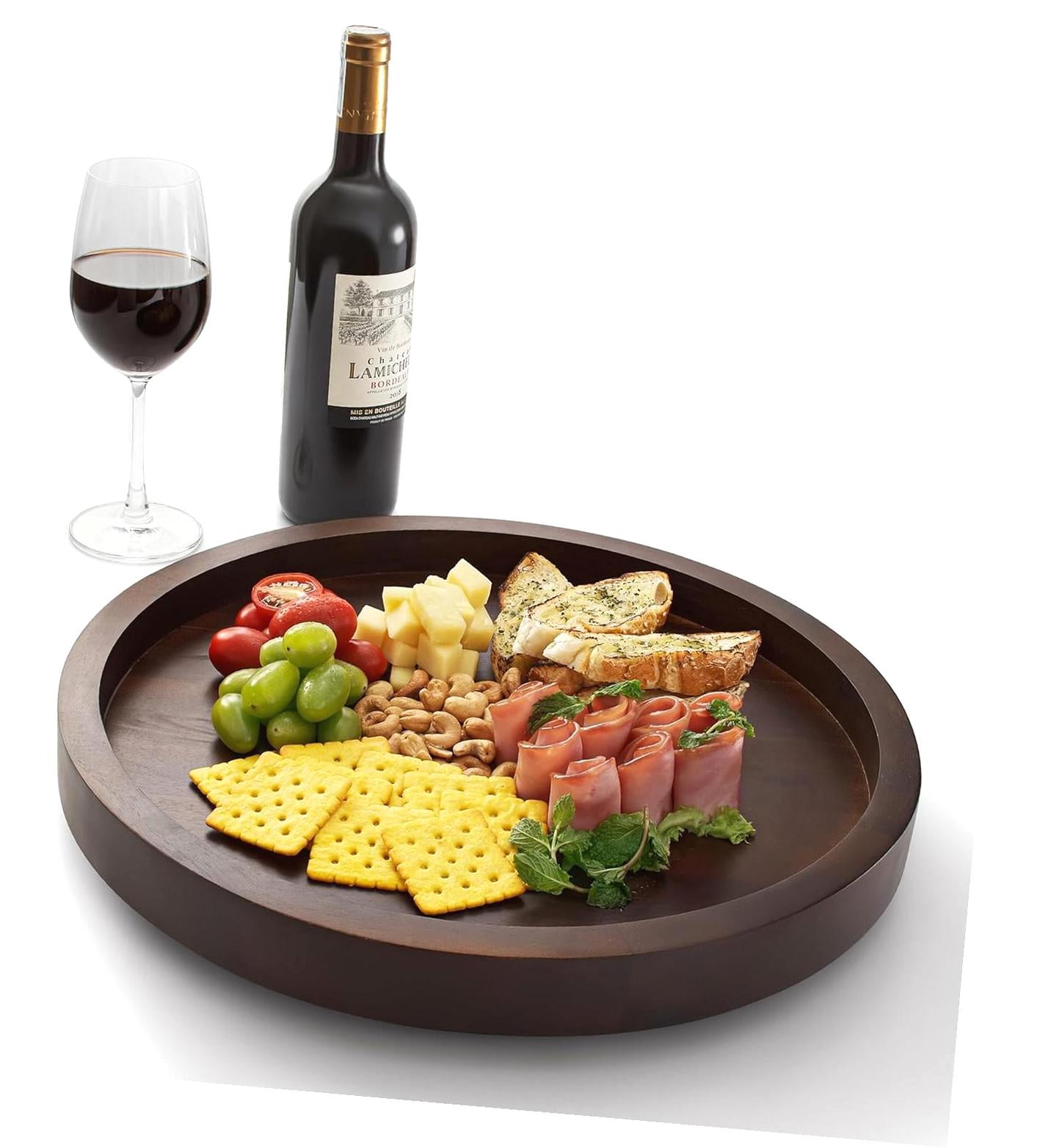 FREEAMG TIDTIA 13" Acacia Wood Lazy Susan Organizer - Round Turntable ...