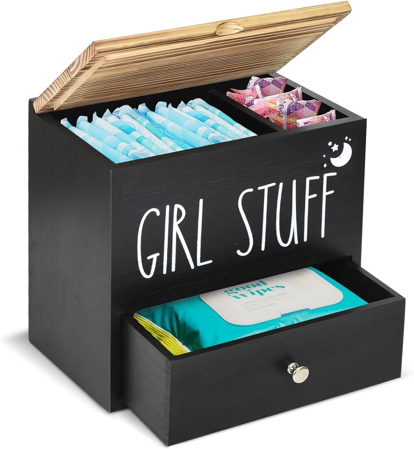 FREEAMG Tampon Holder for Bathroom Decor and Storage, Wood Feminine ...