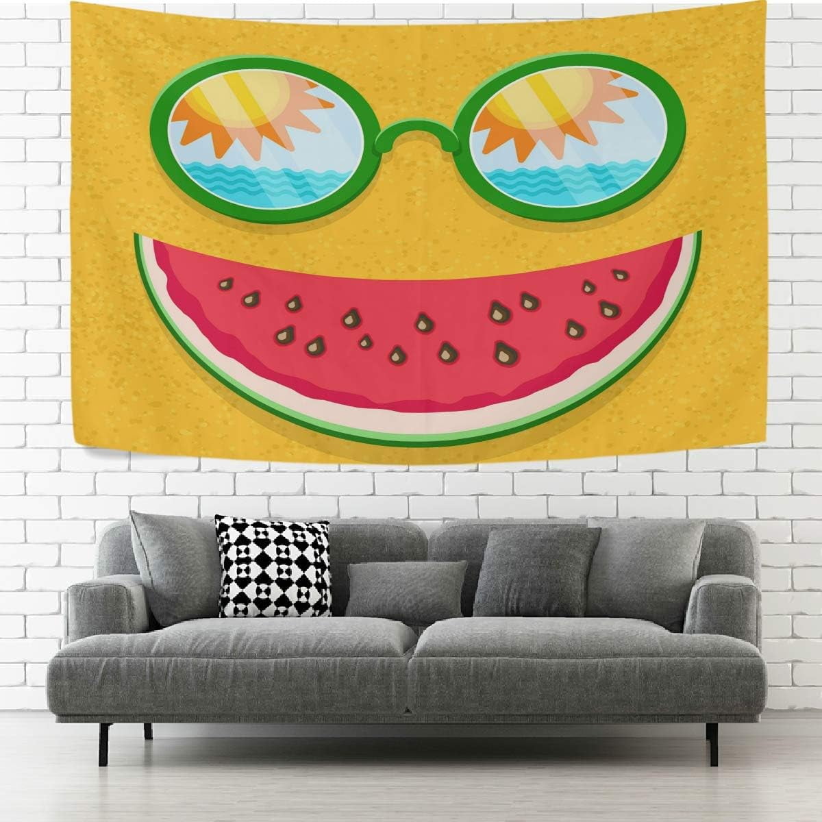 FREEAMG Tapestry Funny Cartoon Watermelon Summer Tapestry Wall Hanging ...