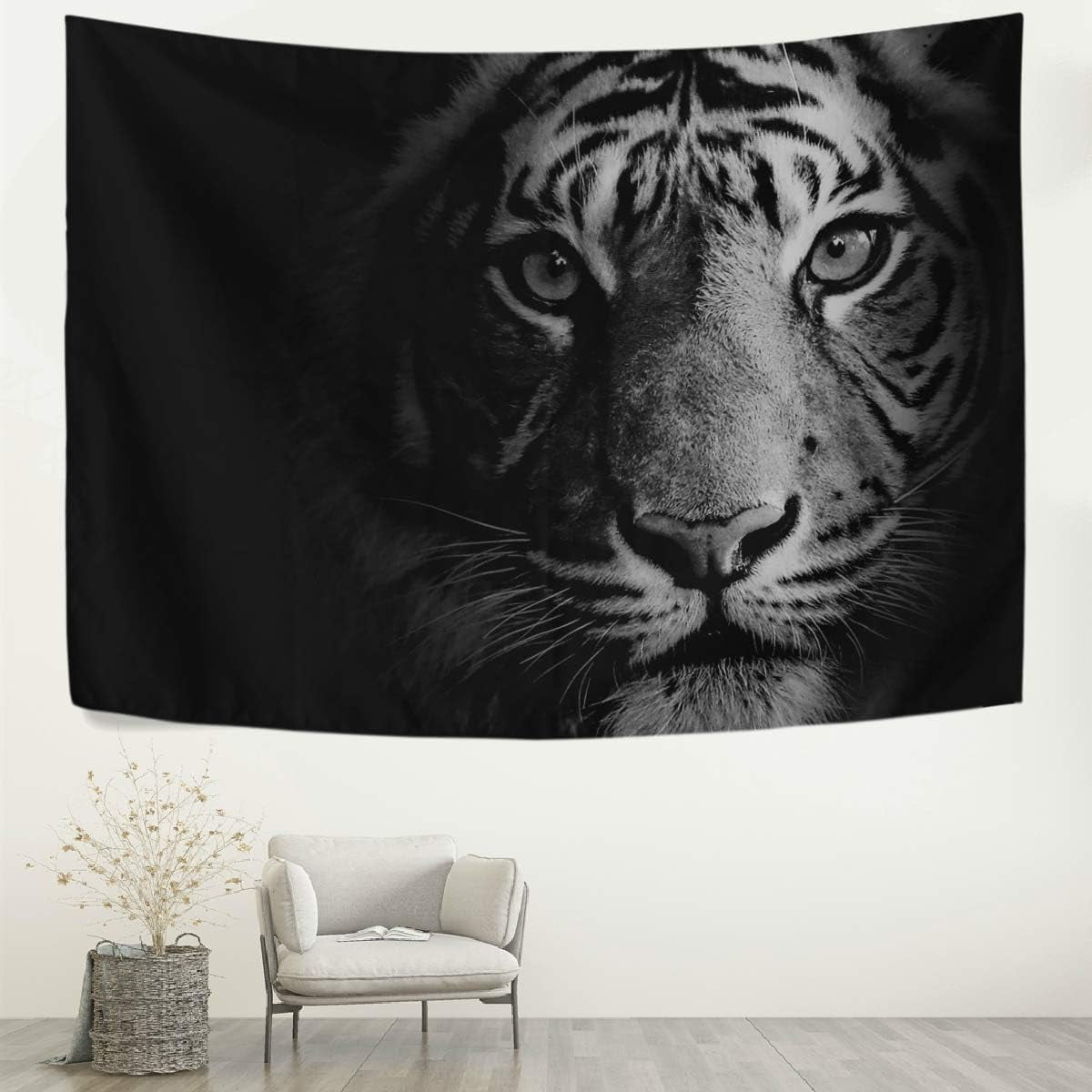 FREEAMG Tapestry Stunning Tiger Black Tapestry Wall Hanging Decorative ...