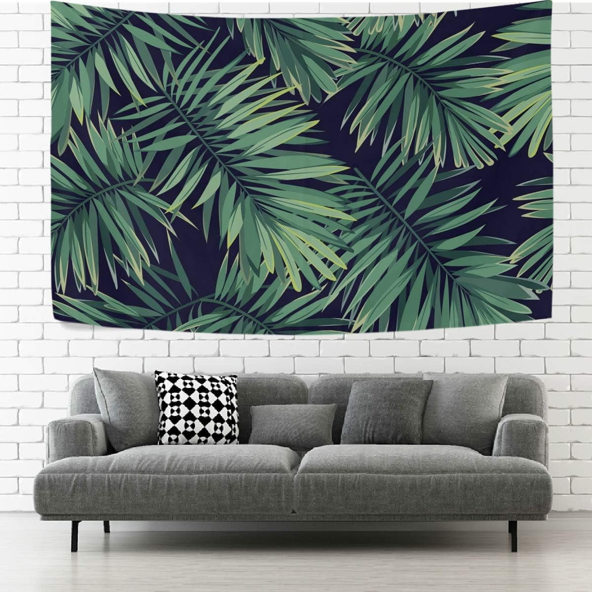 FREEAMG Tapestry Summer Green Tropical Palm Leaves Tapestry Wall ...