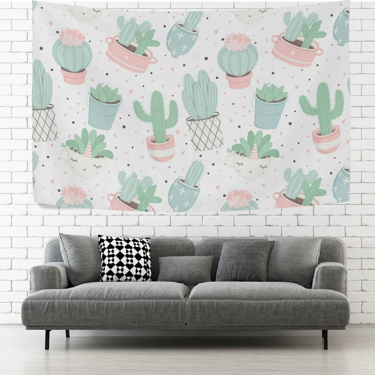 FREEAMG Tapestry Wall Hanging Cute Cacti Cactus Succulents Tapestry ...