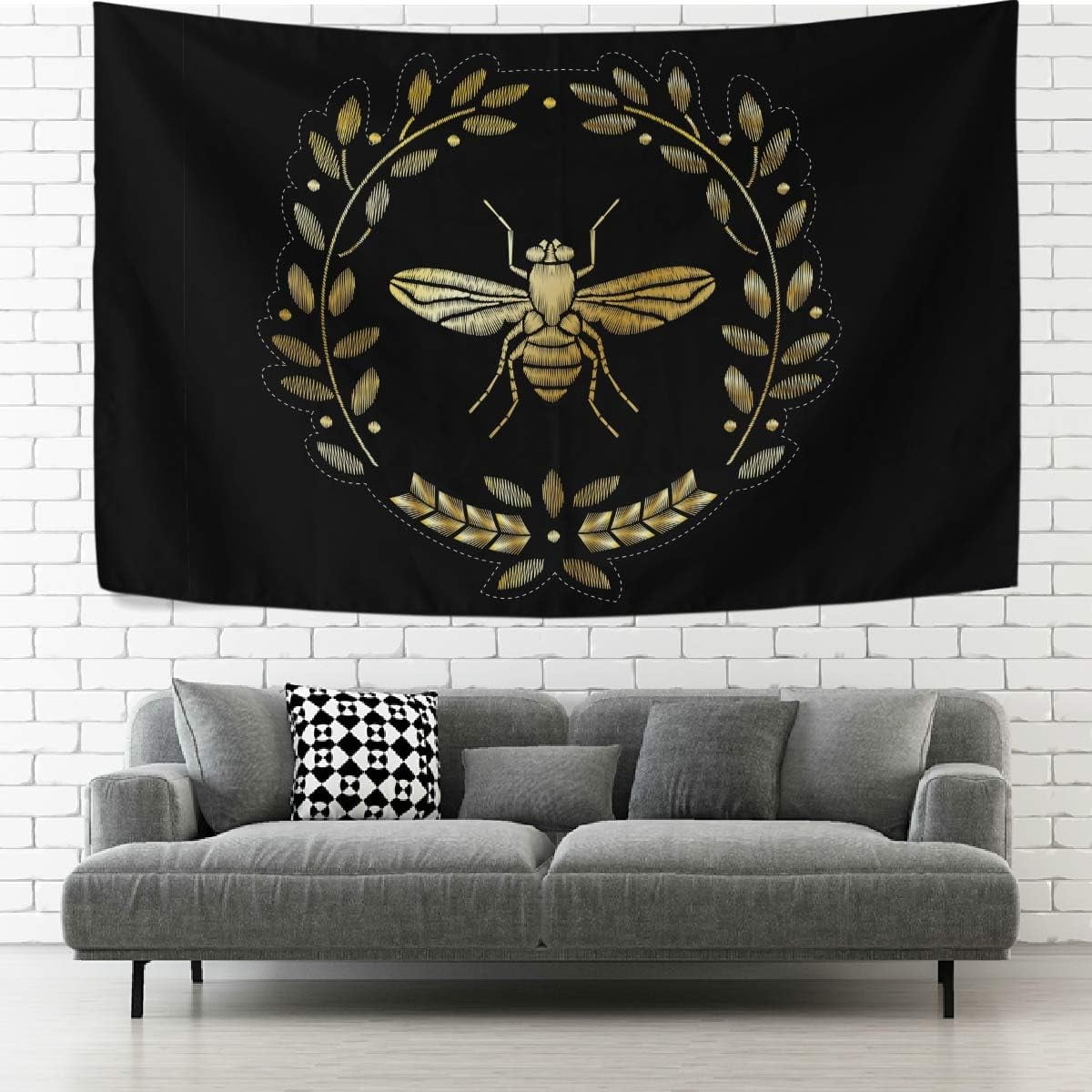FREEAMG Tapestry Wall Hanging Vintage Gold Bee Floral Tapestry ...