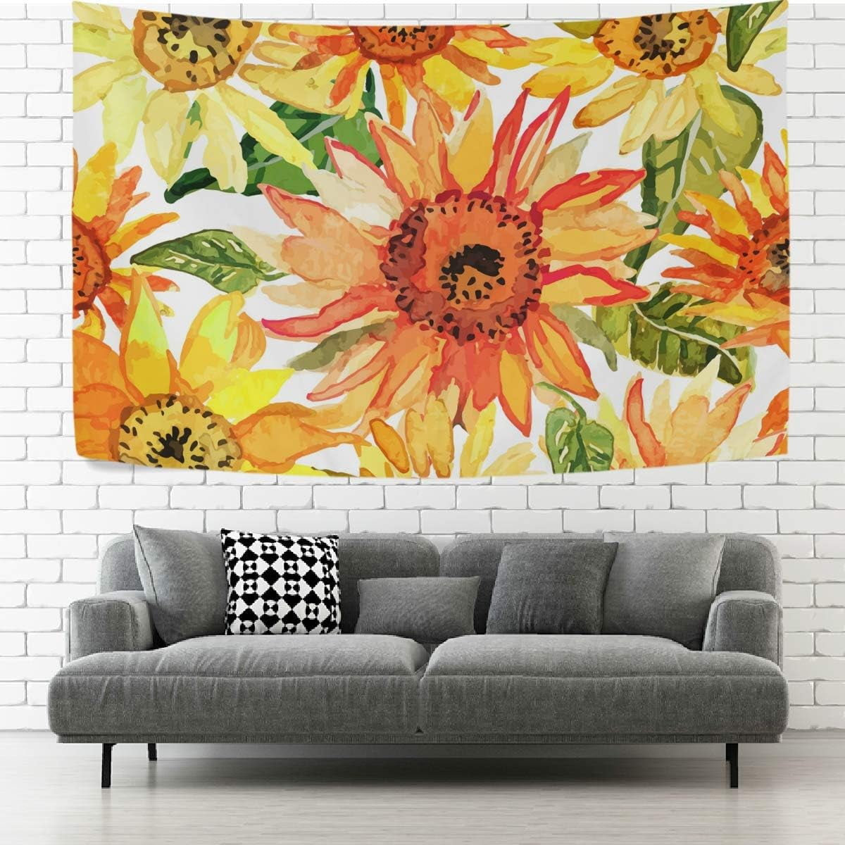 FREEAMG Tapestry Wall Hanging Yellow Sunflowers Floral Tapestry ...