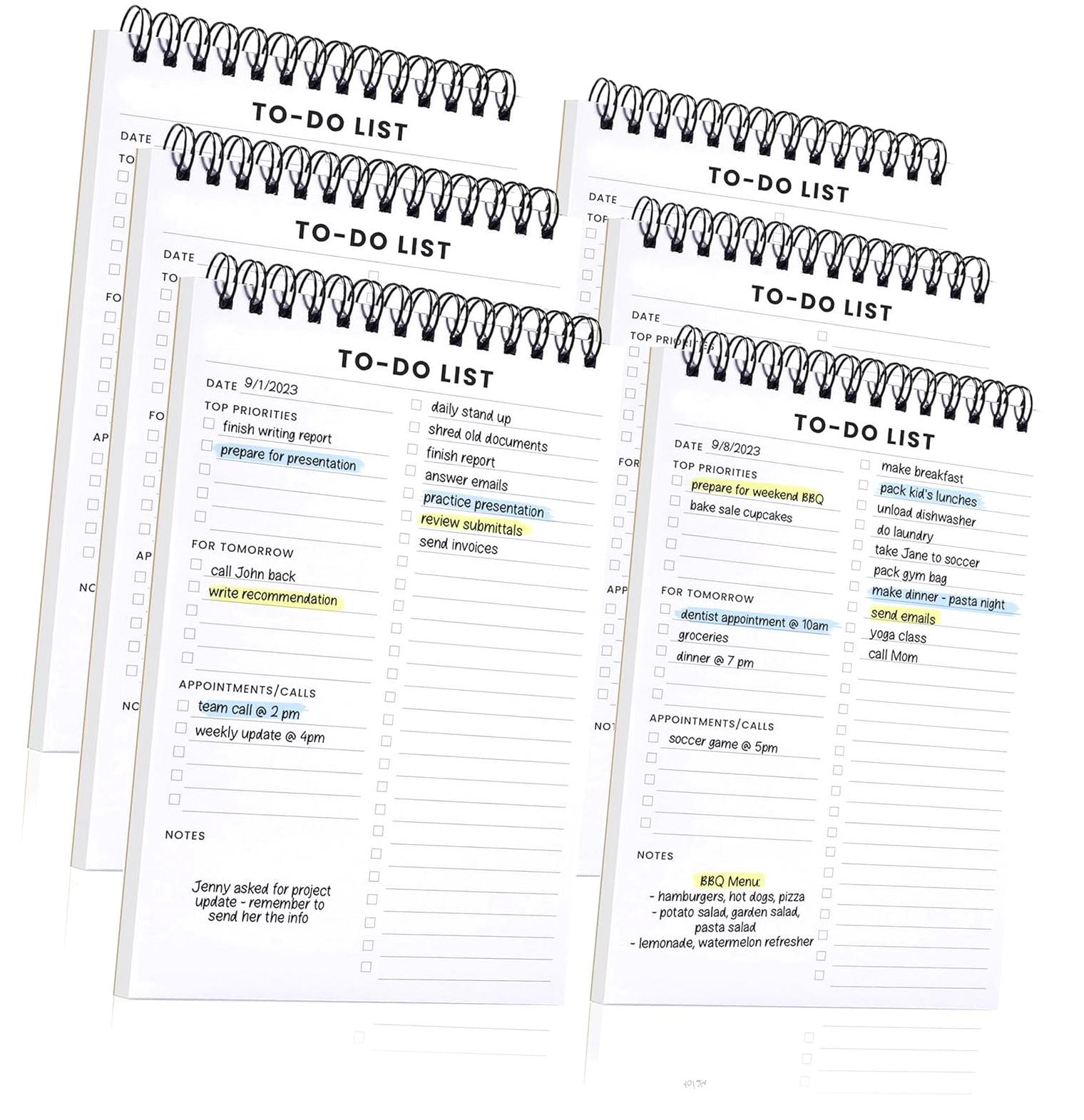 FREEAMG Task Organizer Notepad Set of 6: Features Multiple Planning Sections - 5.2 x 8" 35 Pages ...