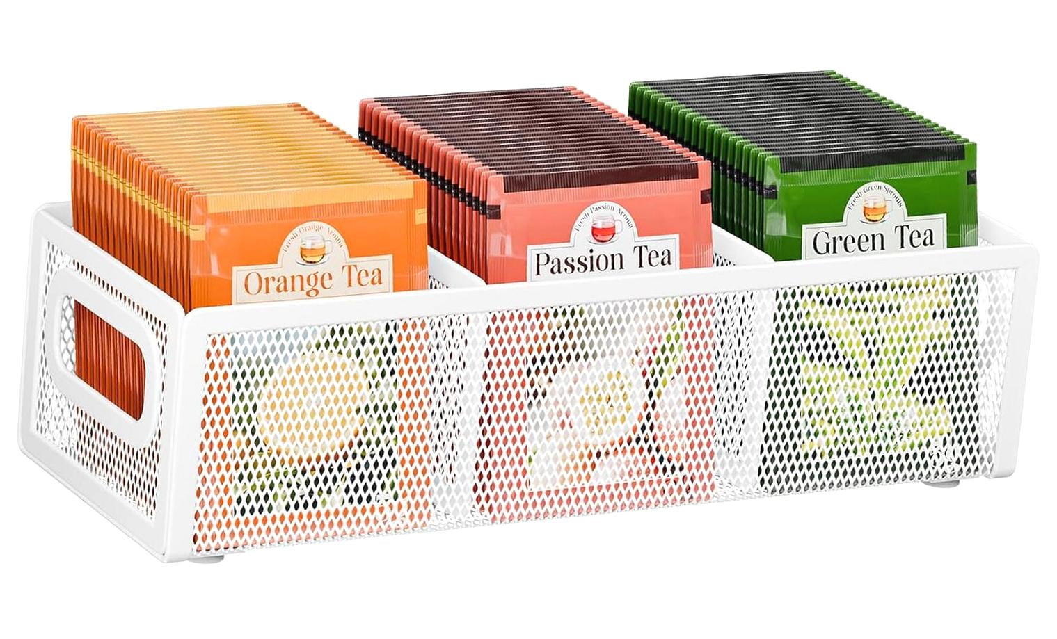 FREEAMG Tea Bag Organizer, Mesh Holder with Handle, Countertop Tea ...
