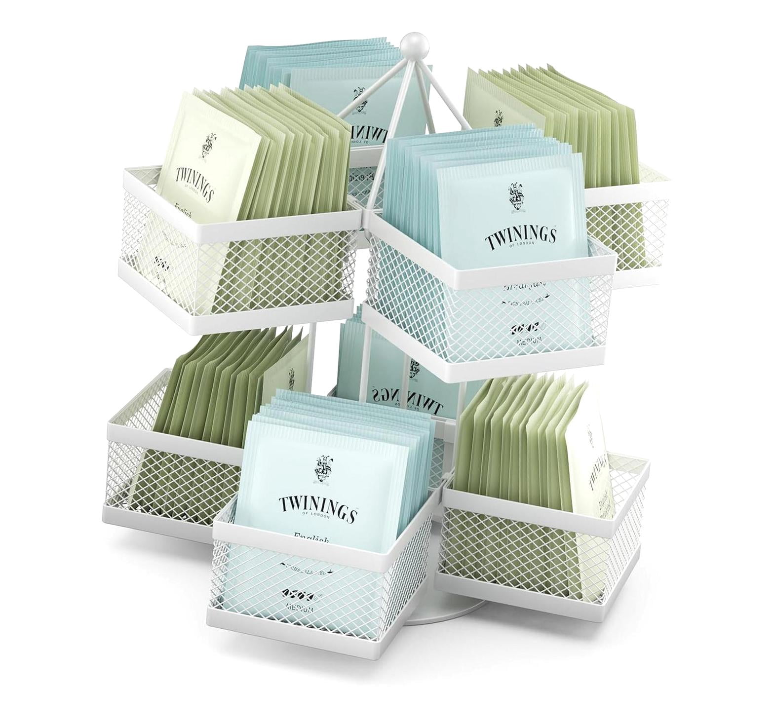 FREEAMG Tea Bag Organizer, Tea Bag Storage Holder Spinning Carousel 96 ...